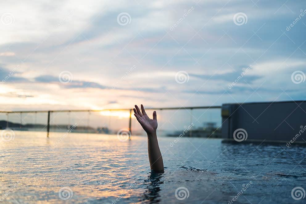 A Man Drowning in Swimming Pool Stock Image - Image of help, pool: 95065563