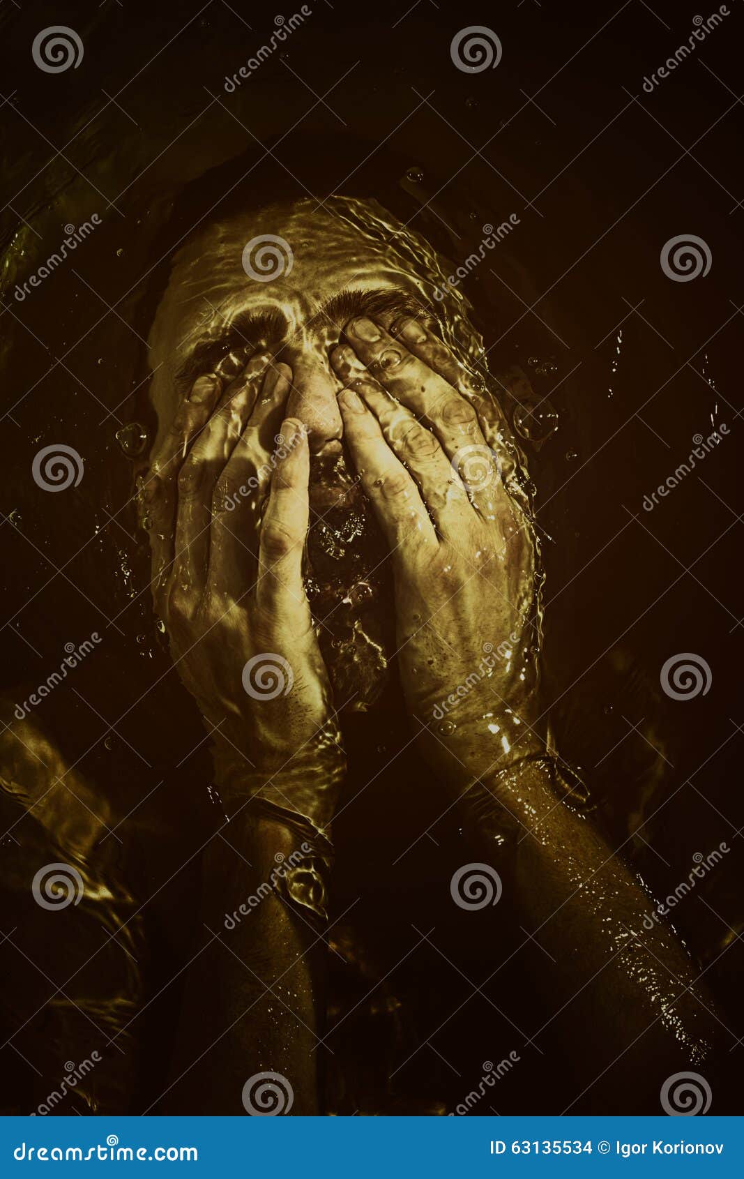 Man drowning in the water stock photo. Image of screaming - 63135534