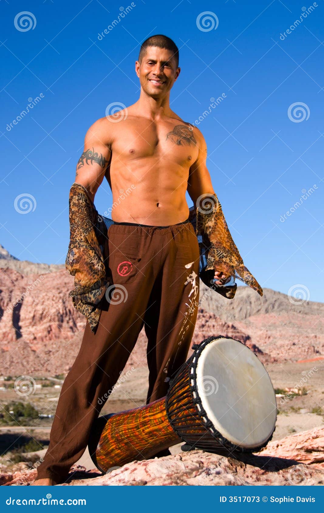 Man with drum. stock image. Image of animal, male, attractive - 3517073