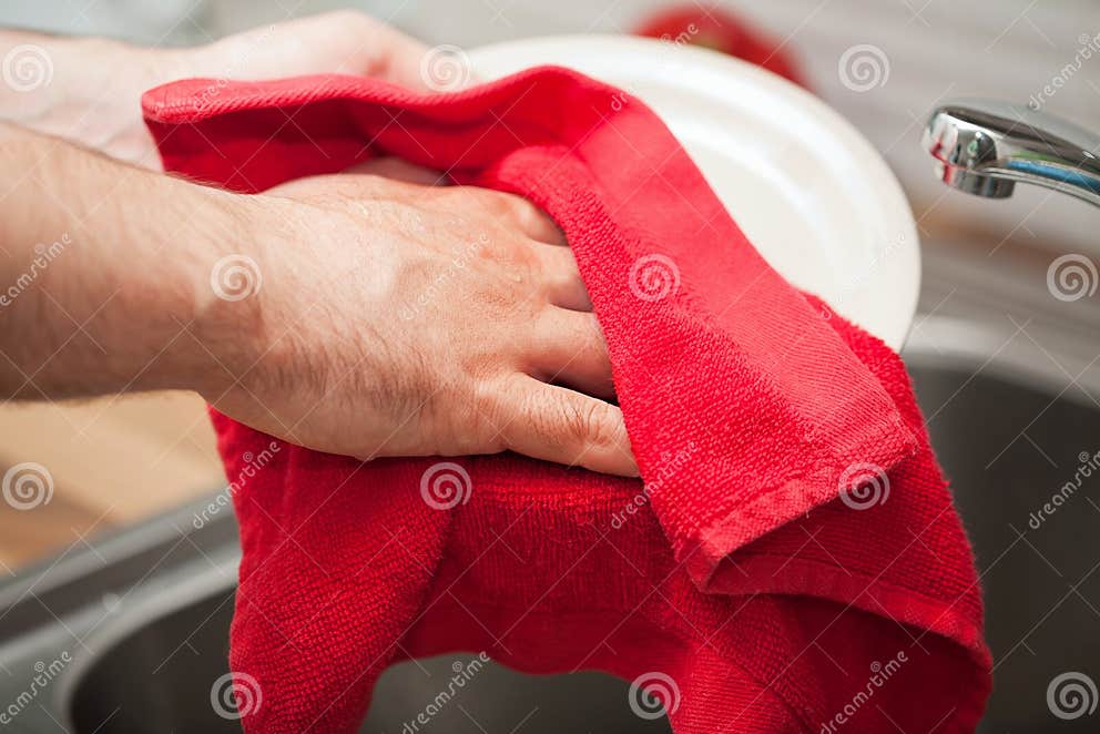 Man drying the dishes stock photo. Image of duty, house - 21564868