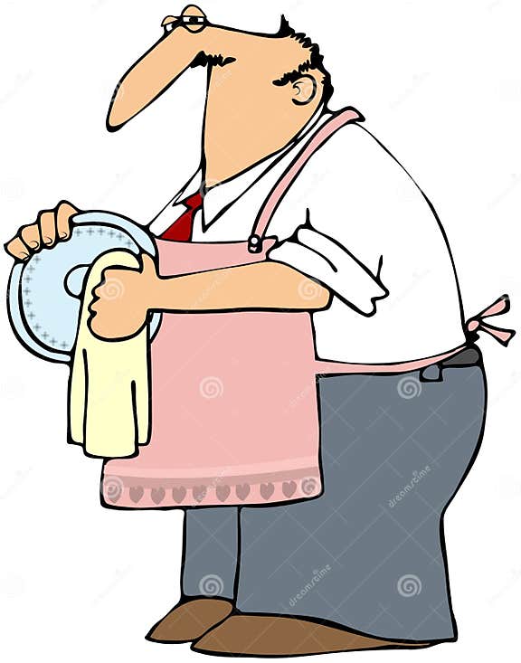Man Drying Dishes stock illustration. Illustration of towel - 24543484