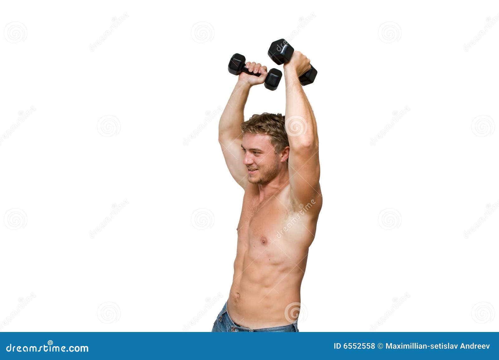 Man with dumbbells stock photo. Image of effort, action - 6552558