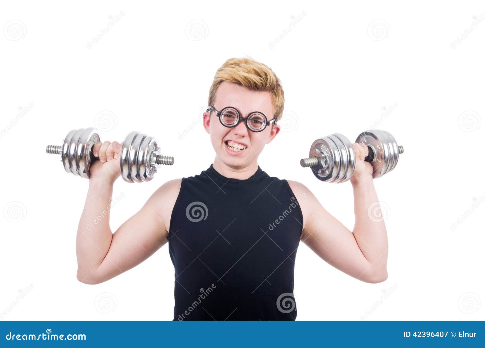 Man with dumbbells stock image. Image of bodybuilder - 42396407