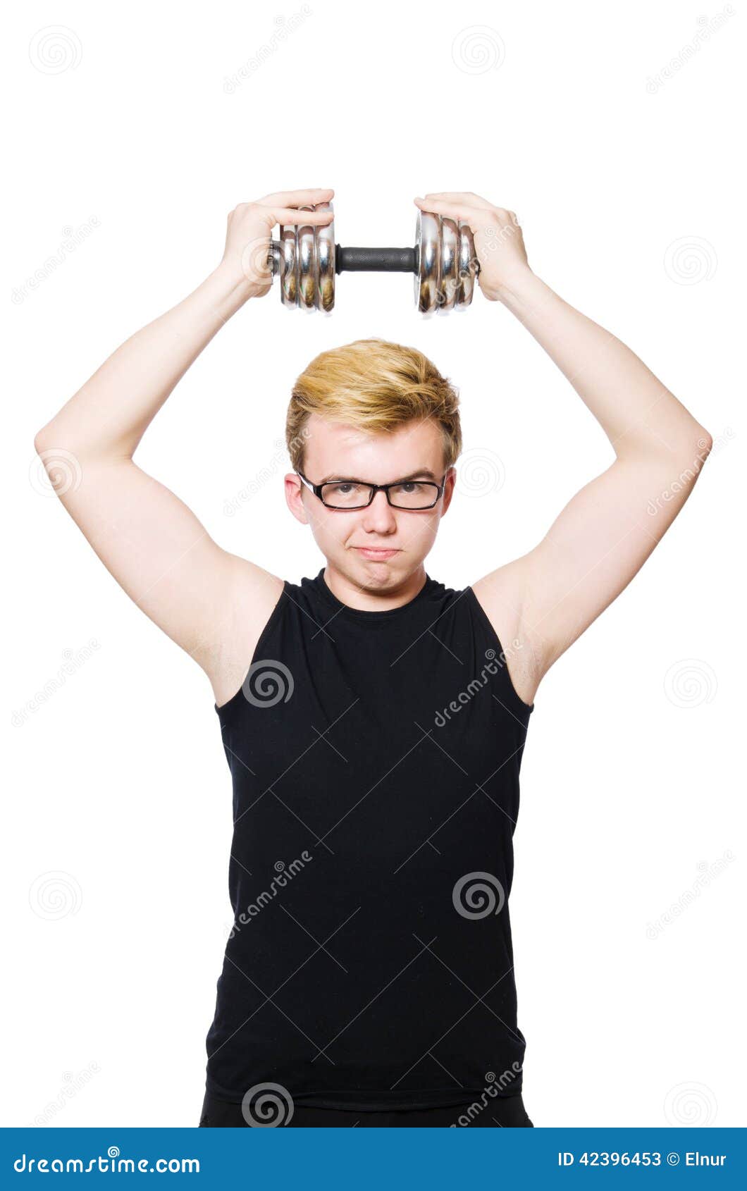 Man with dumbbells stock image. Image of lifting, isolated - 42396453