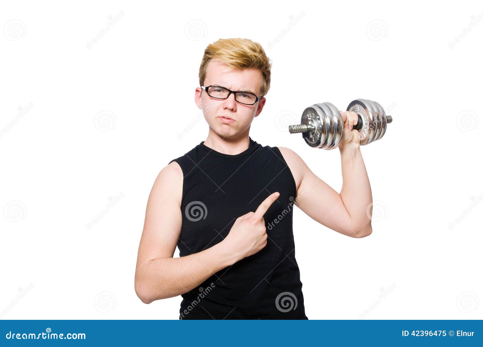 Man with dumbbells stock image. Image of exercising, biceps - 42396475