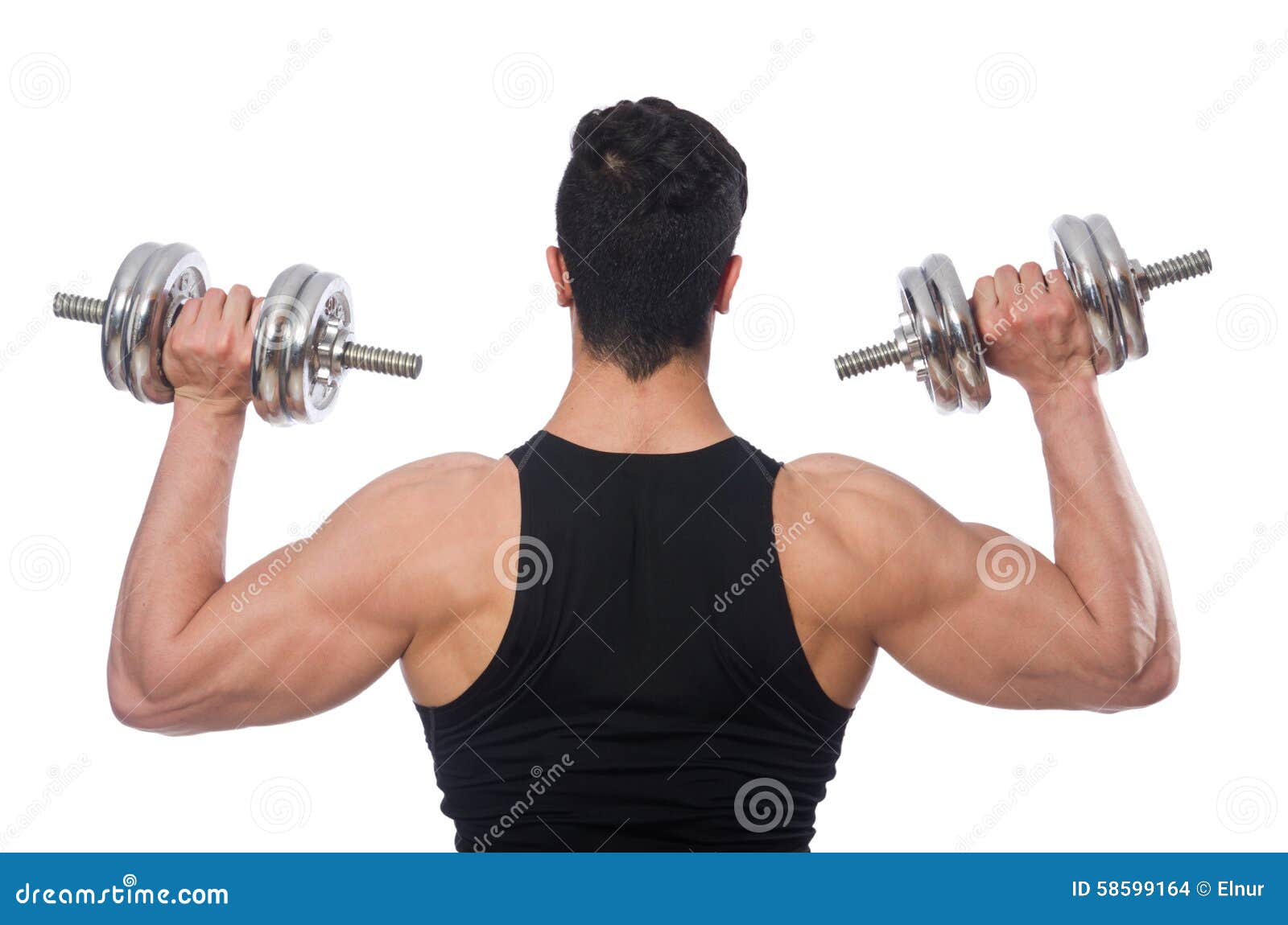 Man with Dumbbells Isolated on White Stock Photo - Image of muscles ...