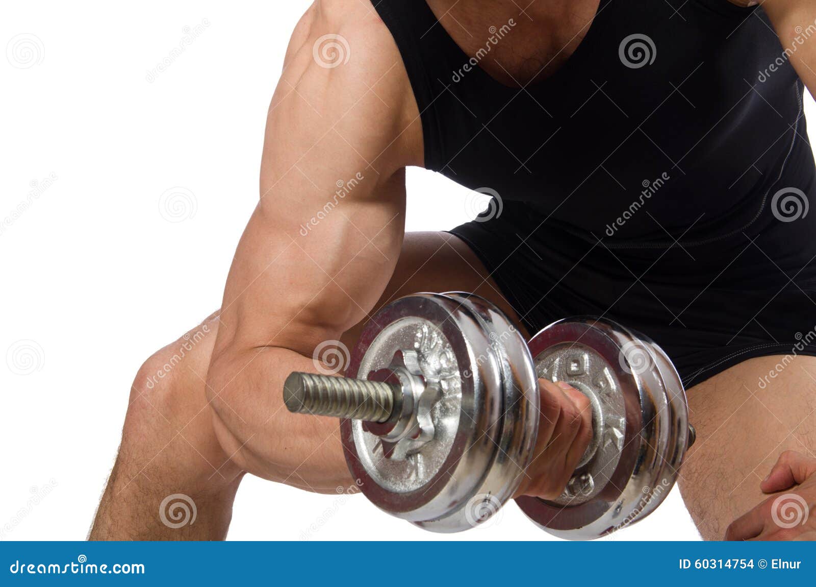 Man with Dumbbells Isolated on White Stock Photo - Image of studio ...