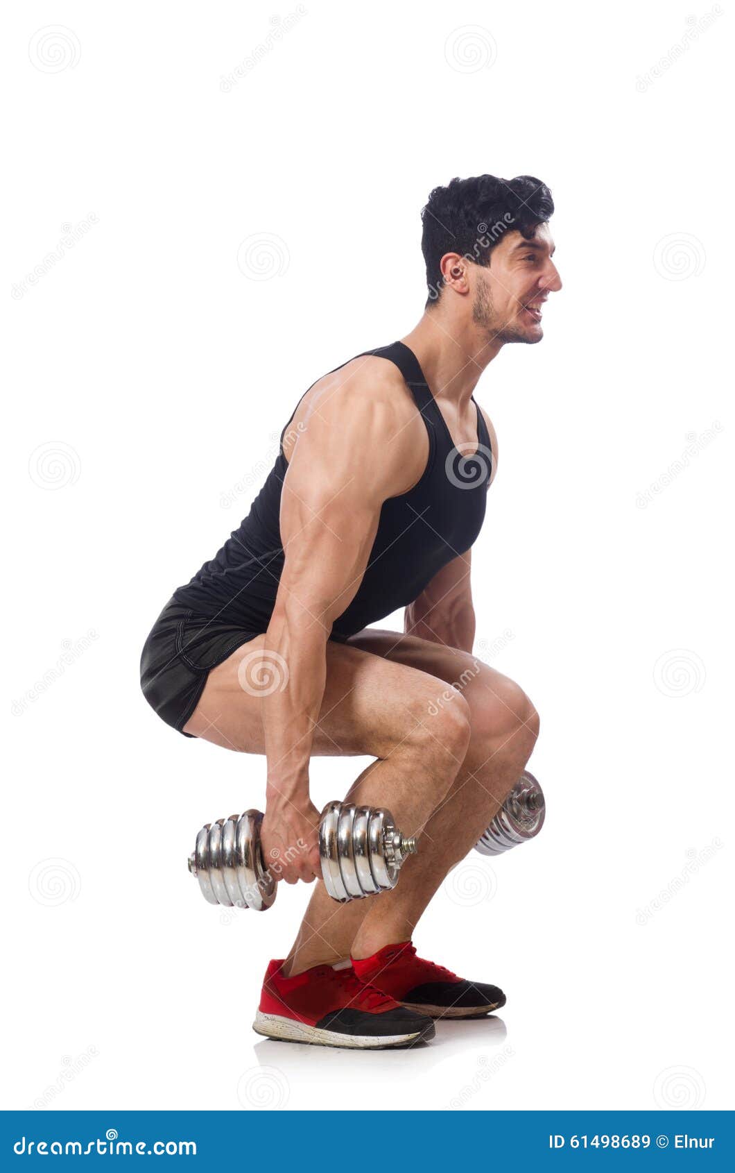 The Man with Dumbbells Isolated on White Stock Image - Image of health ...