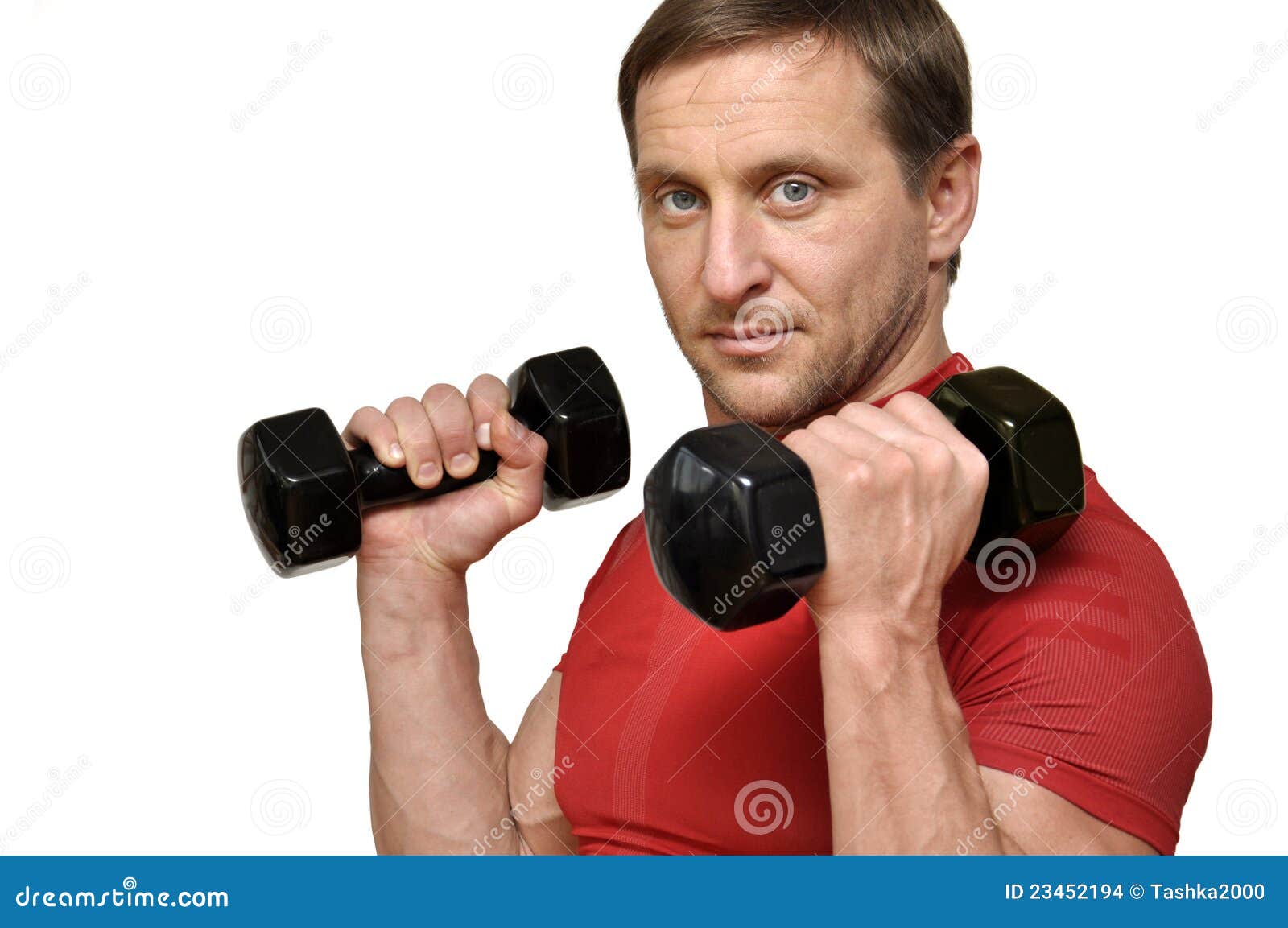 Man with a dumbells stock photo. Image of abdominals - 23452194