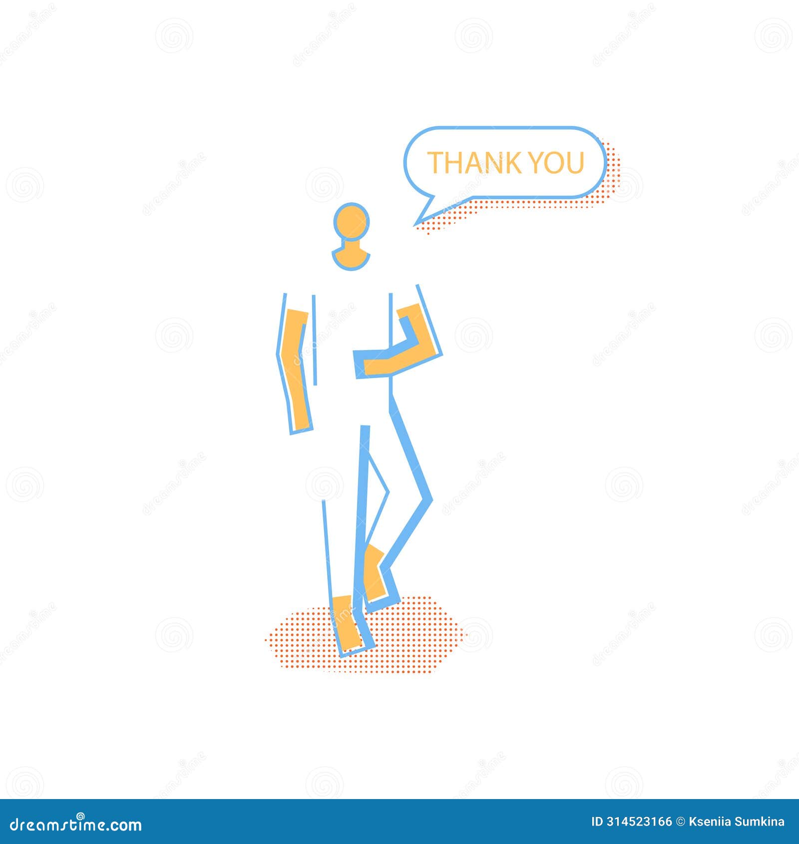 Man in Dynamic Pose with Thank You Text Dialog Speech Bubble Stock ...