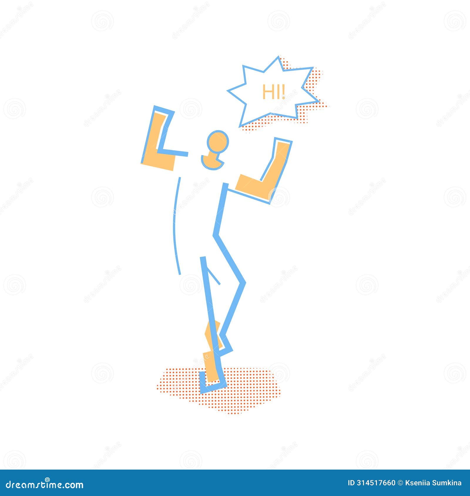 Man in Dynamic Pose with Hi Text in Dialog Speech Bubble Stock ...