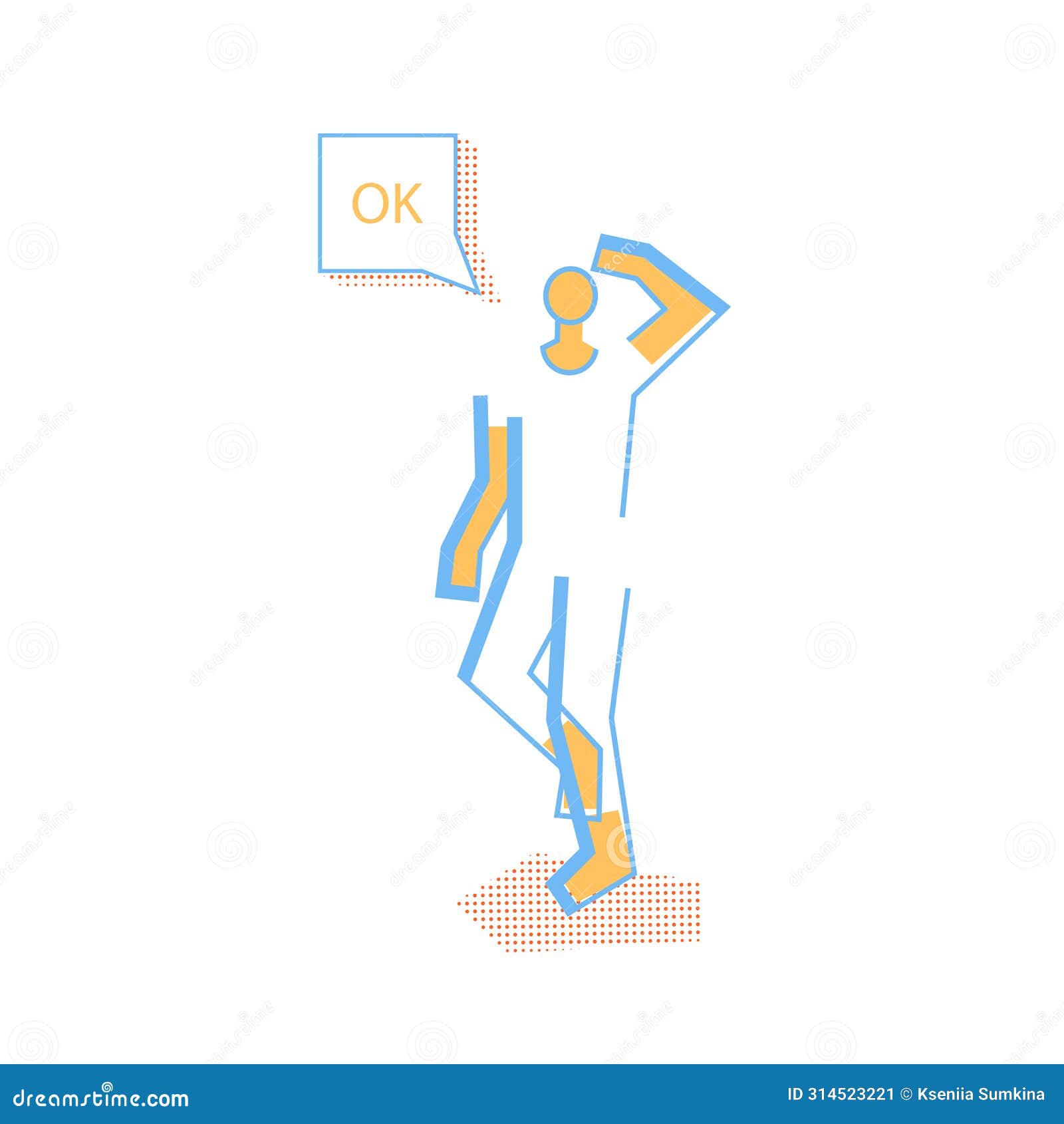 Man in Dynamic Pose with Ok Text in Dialog Speech Bubble Stock ...