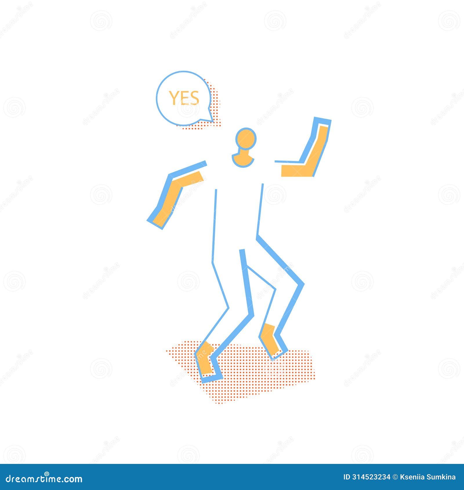 Man in Dynamic Pose with Yes Text in Dialog Speech Bubble Stock ...