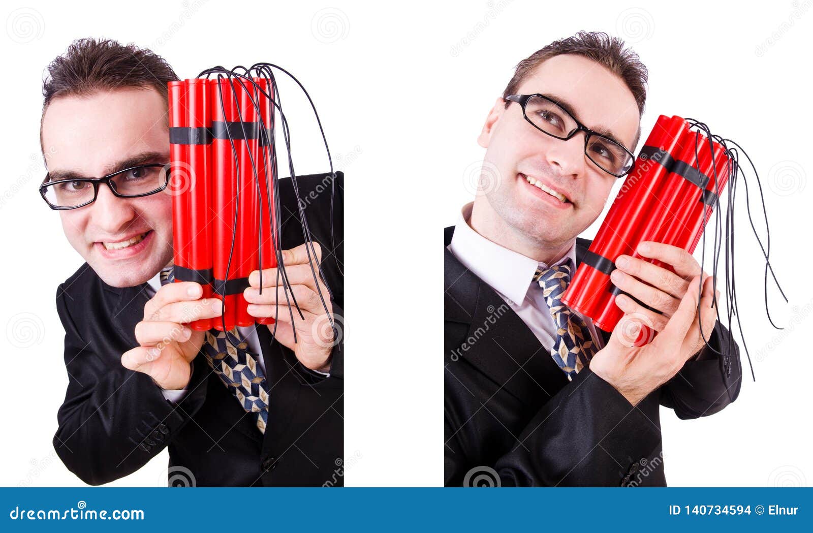 The Man with Dynamite Isolated on White Stock Photo - Image of ...