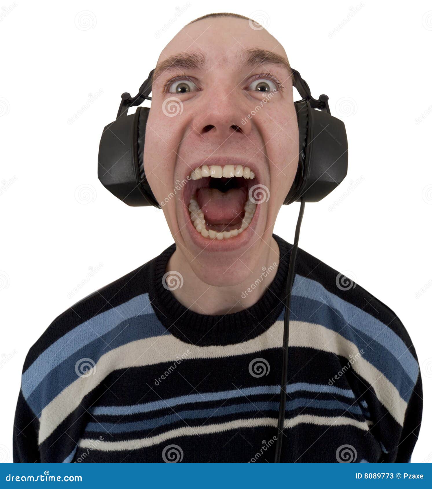 Man in Ear-phones Yelling Songs Stock Image - Image of headphones ...