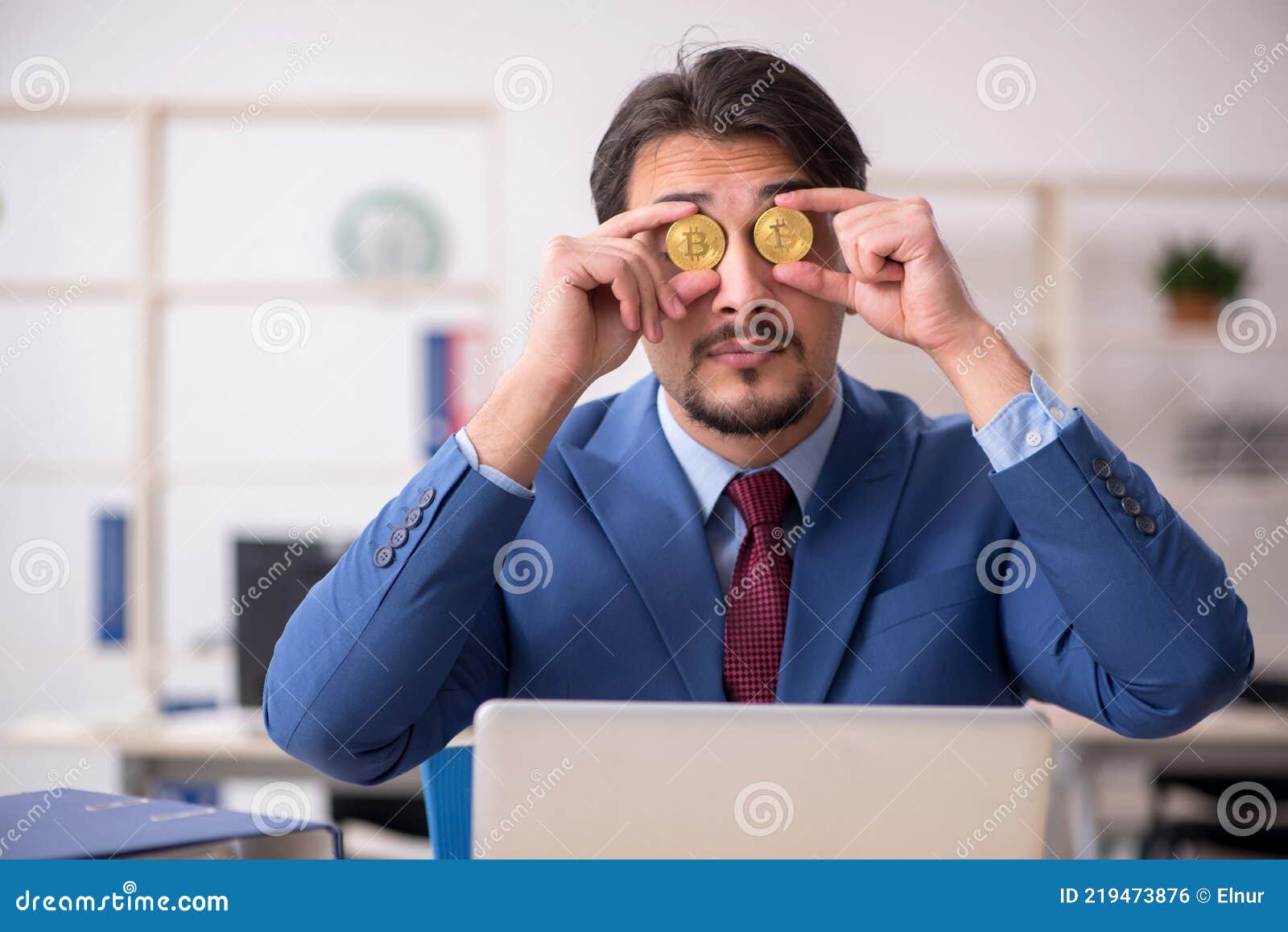 Young Man Earning Money Via Internet in Cryptocurrency Concept Stock ...