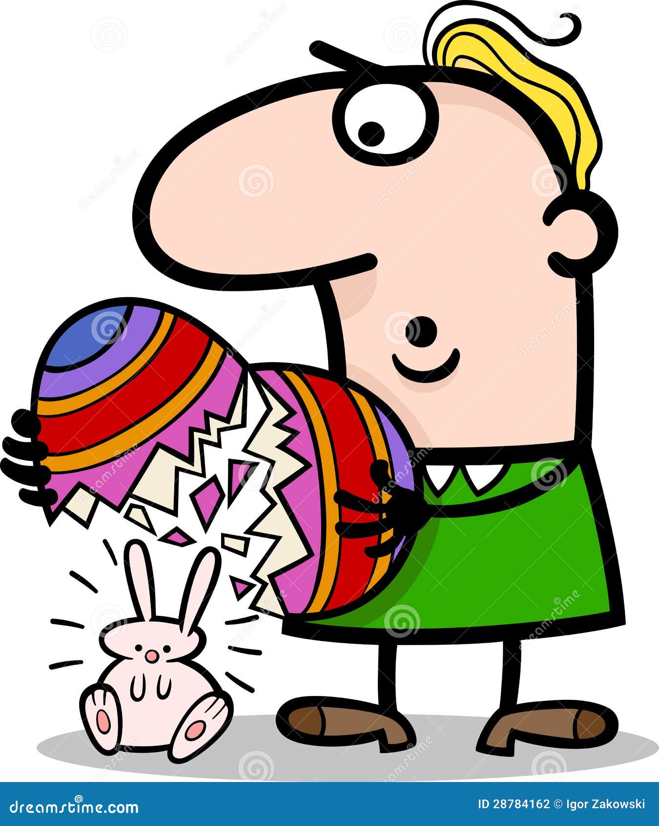 Man with Easter Eggs and Bunny Cartoon Stock Vector - Illustration of ...