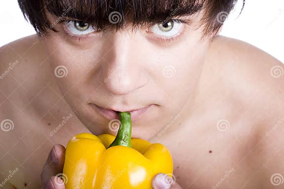 Man eat pepper stock photo. Image of people, background - 1609894