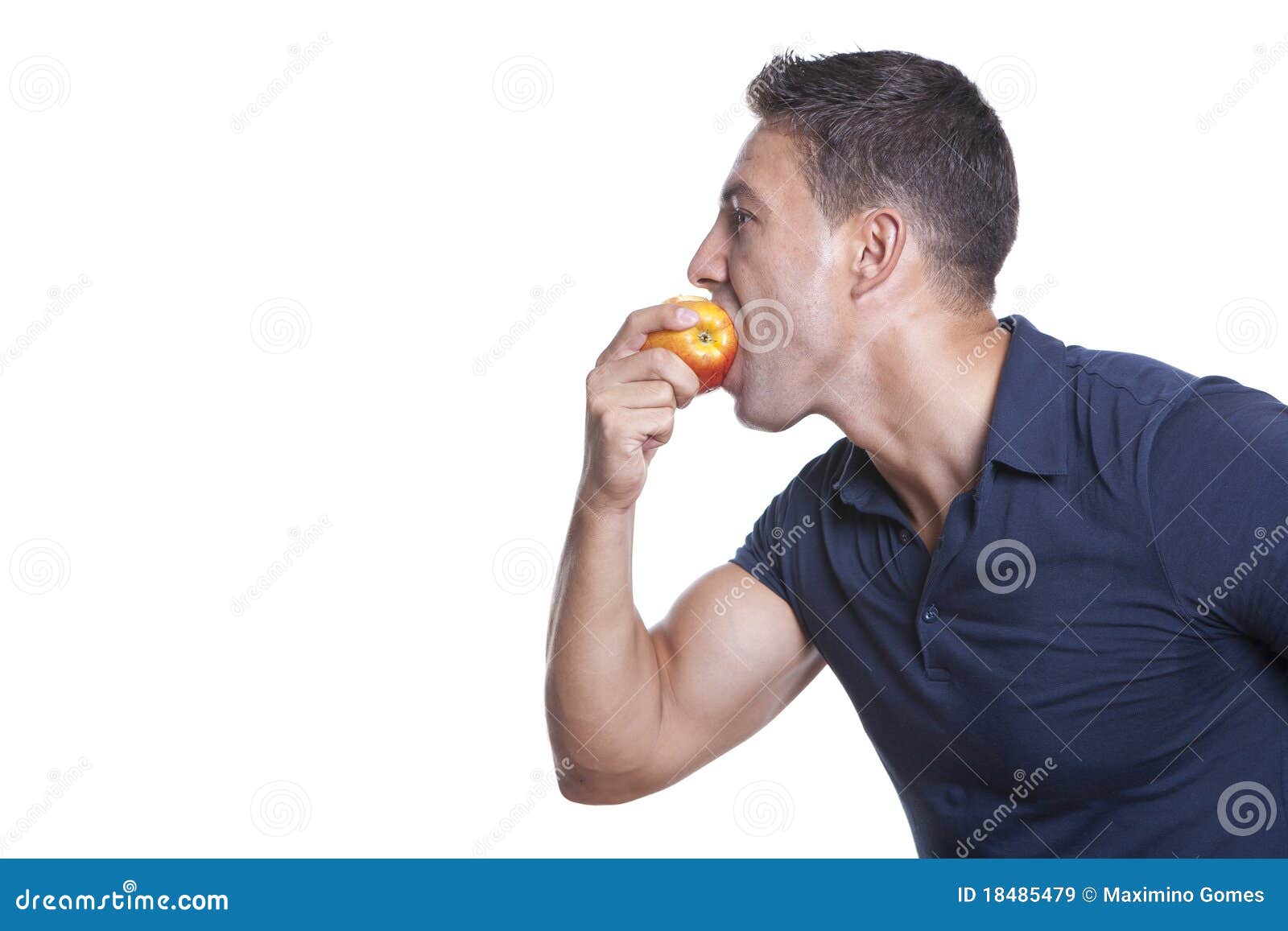 Man eating apple stock image. Image of person, bite, holding - 18485479