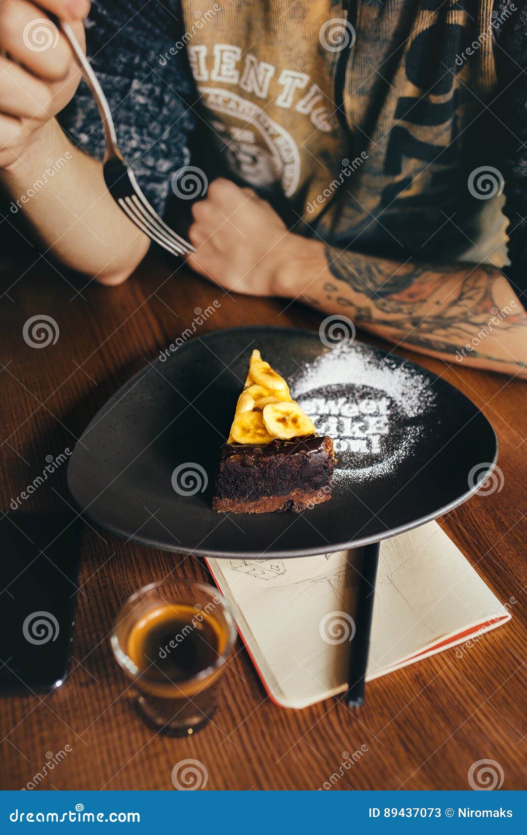 Man Eating Banana Cheesecake Stock Image - Image of eating, banana ...