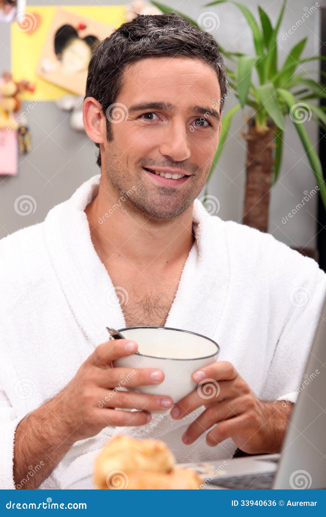 Man eating breakfast stock photo. Image of relaxed, breakfast - 33940636