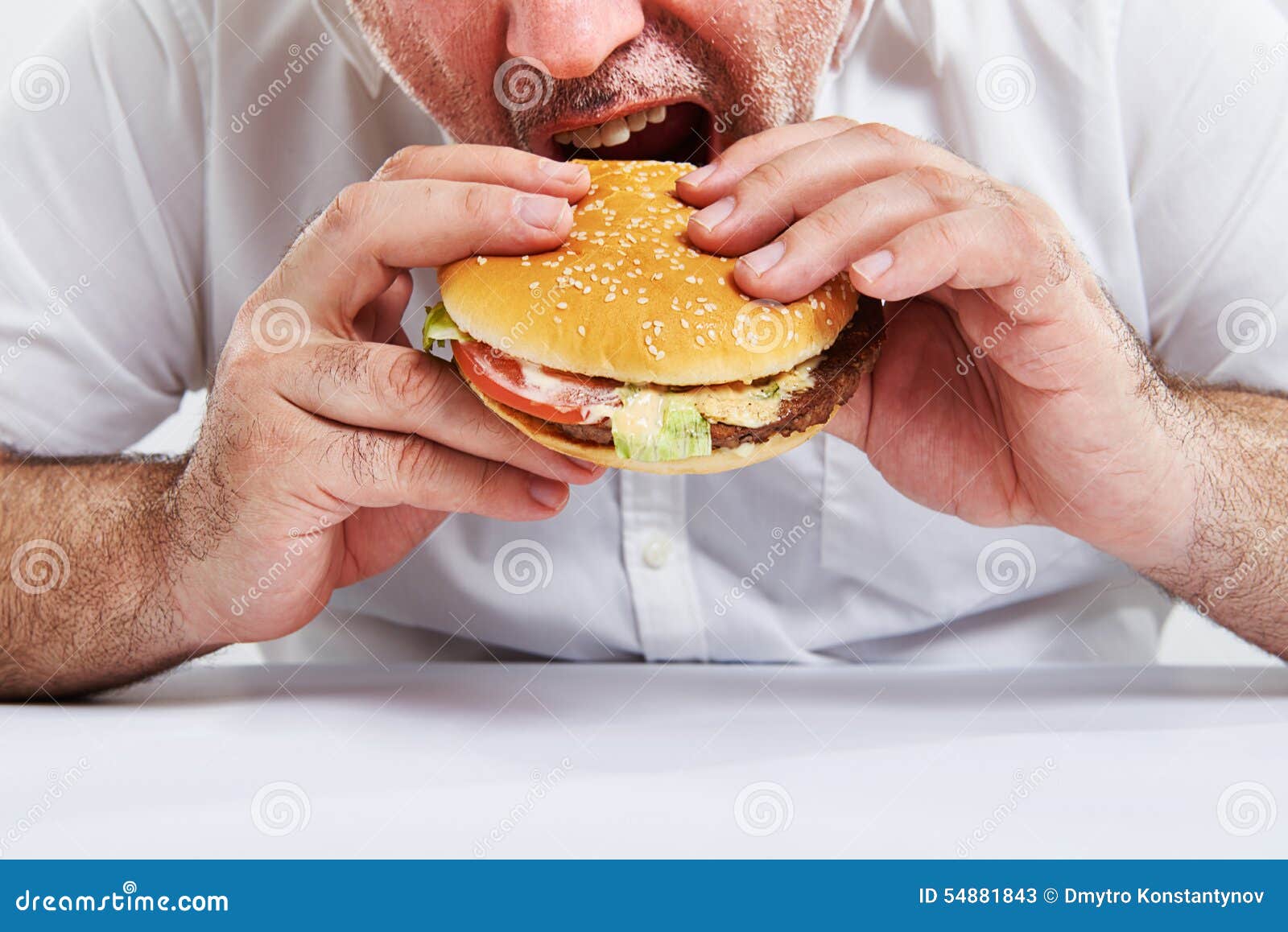 Man eating burger stock image. Image of hungry, health - 54881843