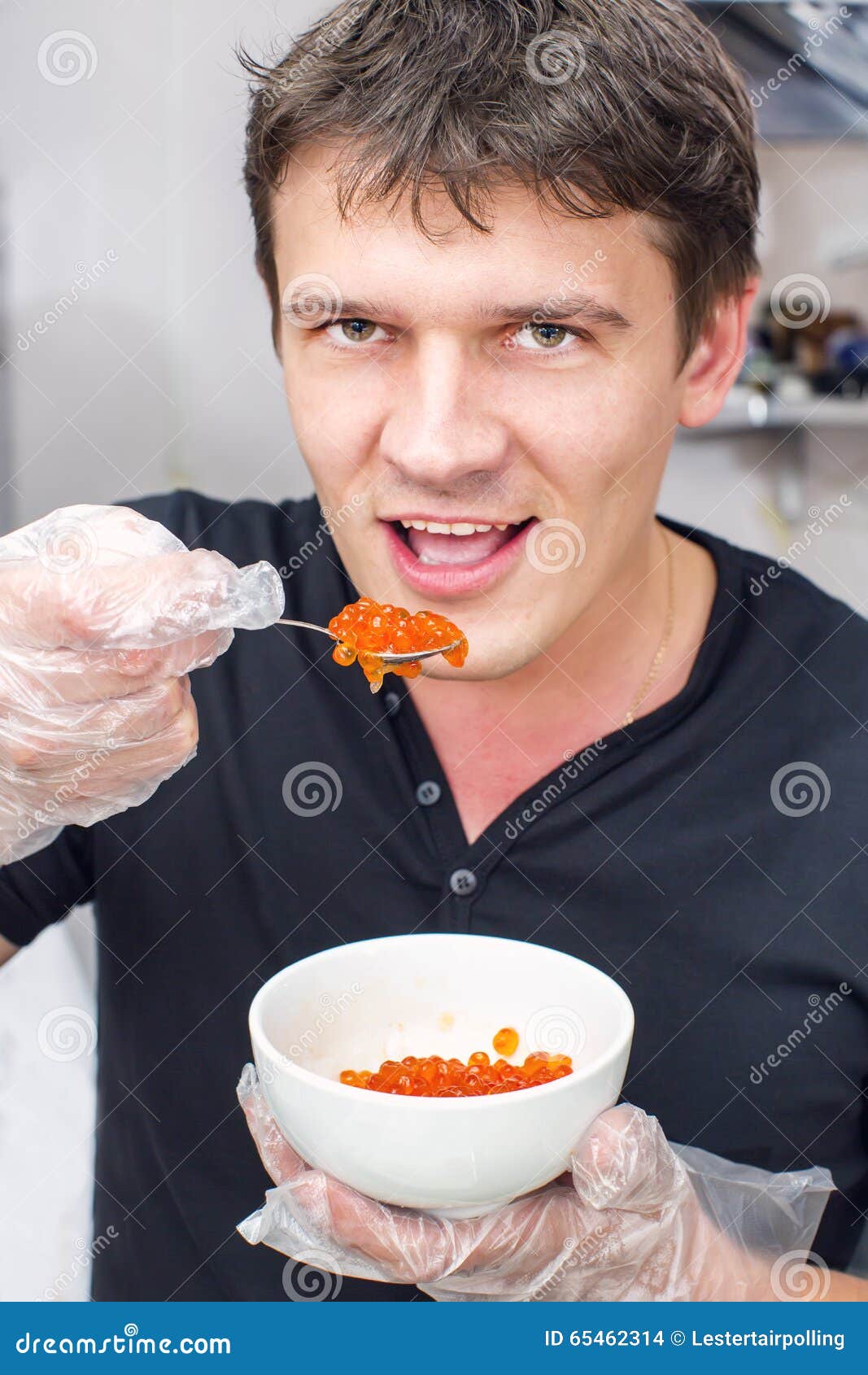 The man is eating caviar stock photo. Image of food, product - 65462314