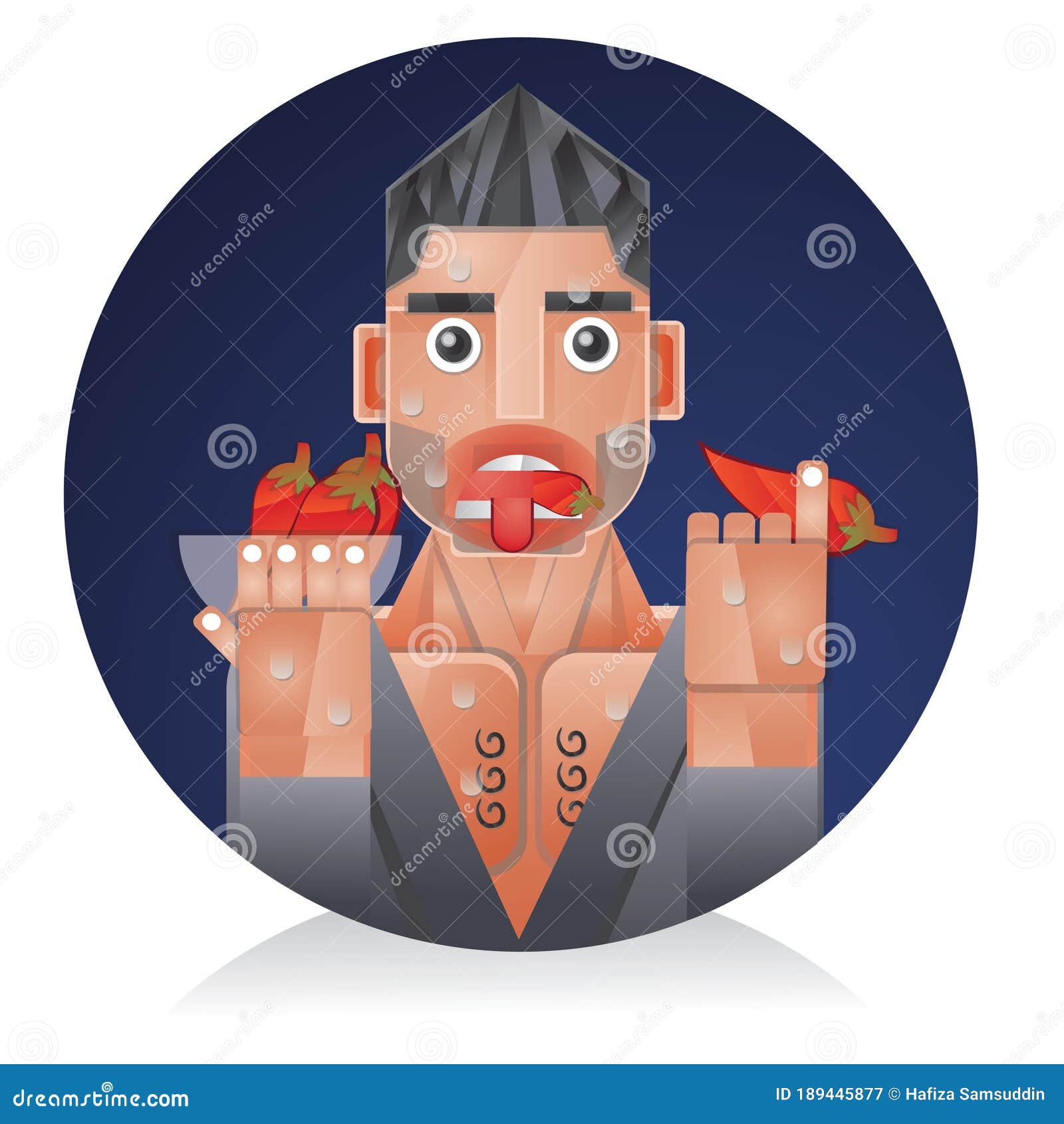 Man Eating Chilli Pepper. Vector Illustration Decorative Design Stock ...