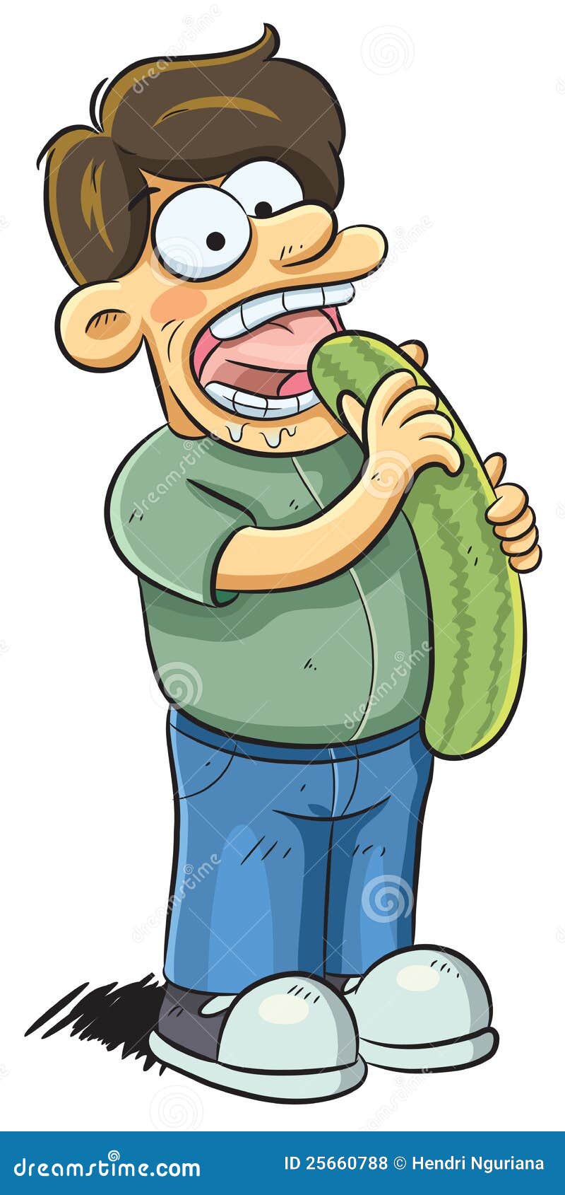 Man Eating Cucumber stock vector. Illustration of drooling - 25660788
