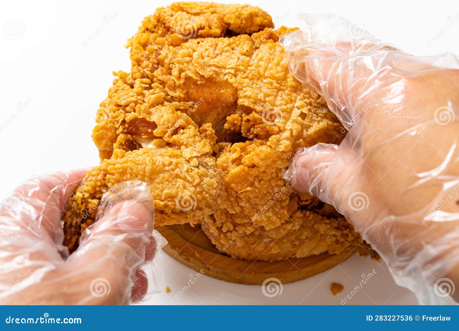 Man Eating Deep Fried Chicken Horizontal Composition Stock Photo ...