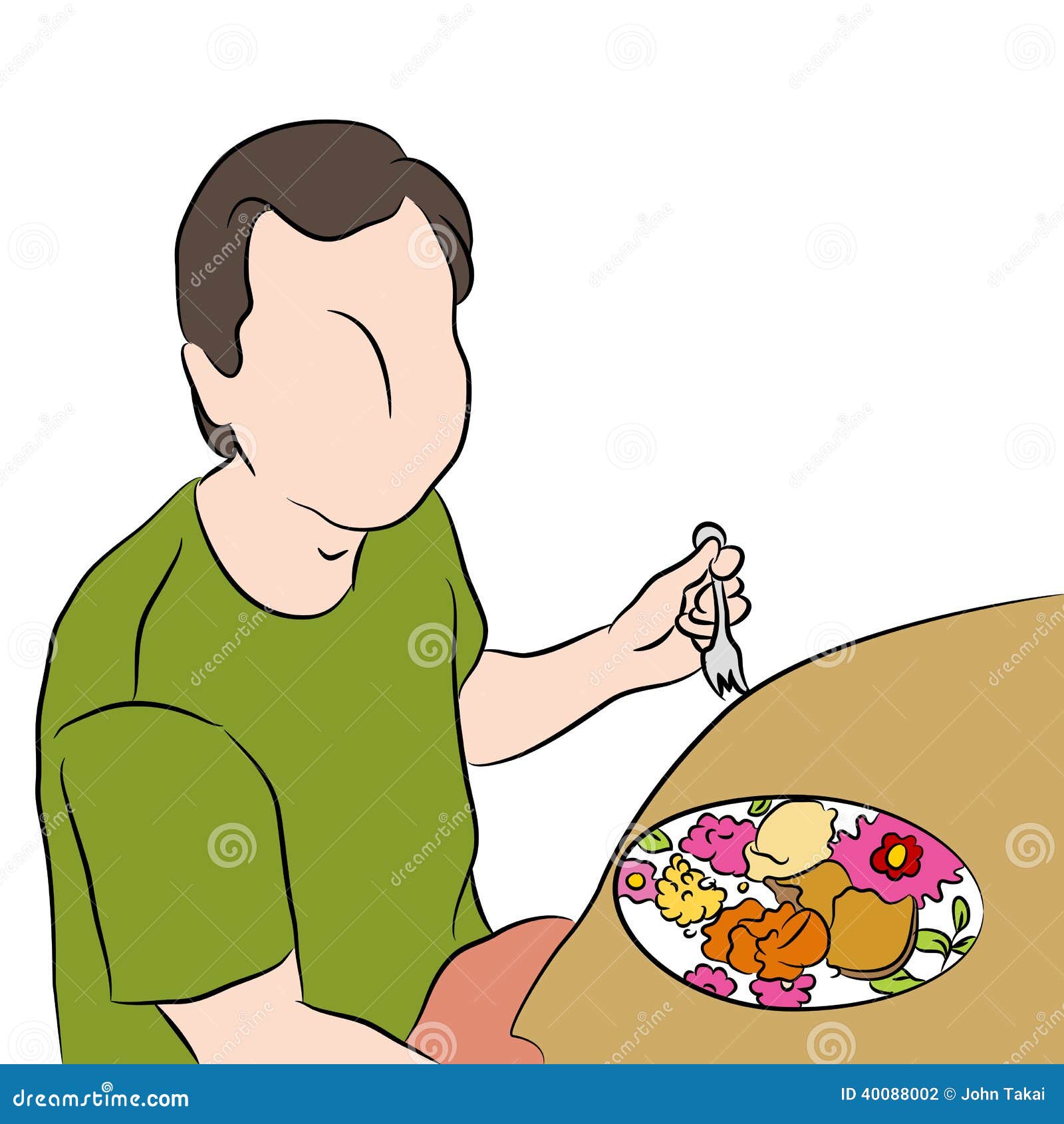 Man Eating Dinner stock vector. Illustration of drawing - 40088002