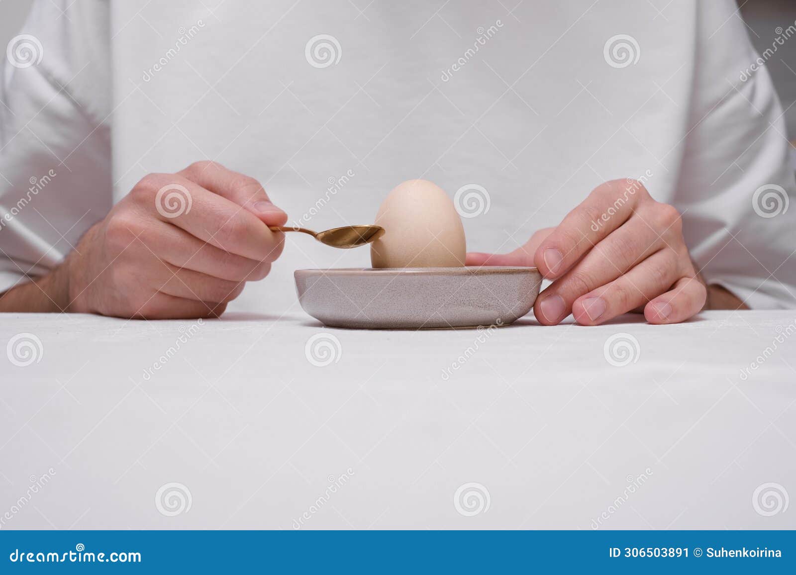 Man Peeling an Egg on a Stand Close-up of Hands Stock Image - Image of ...