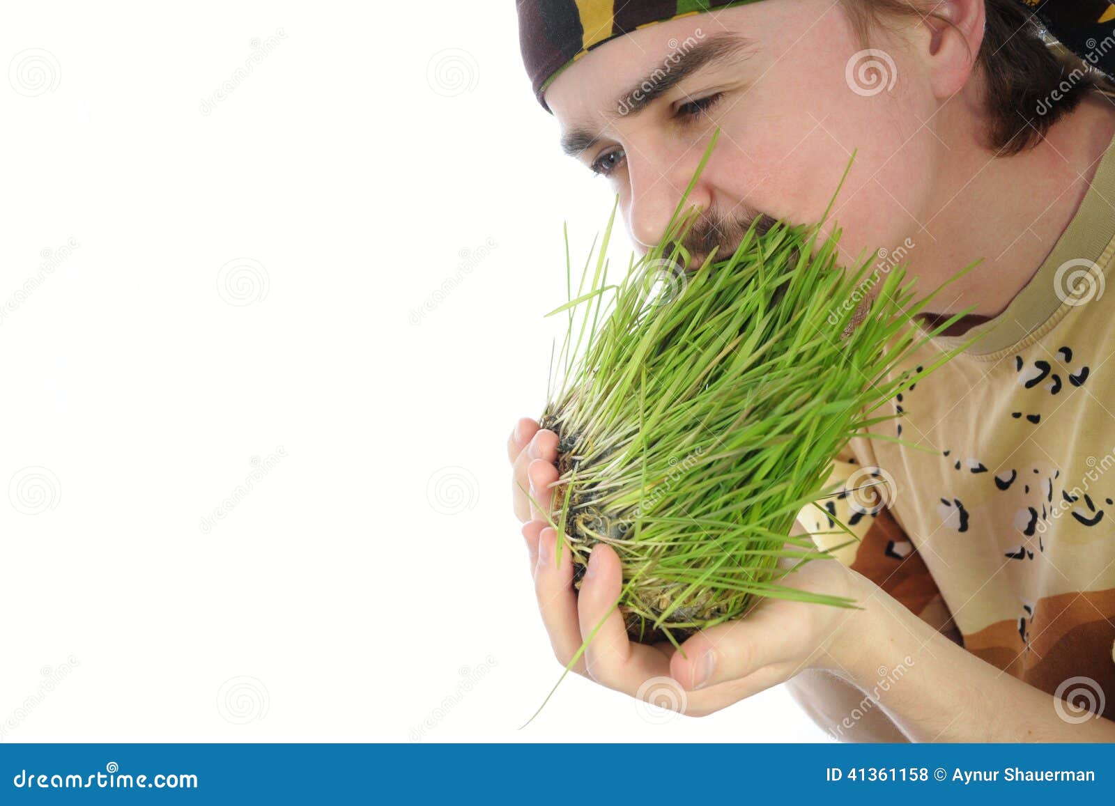 Man eating stock photo. Image of looking, plant, germinated - 41361158