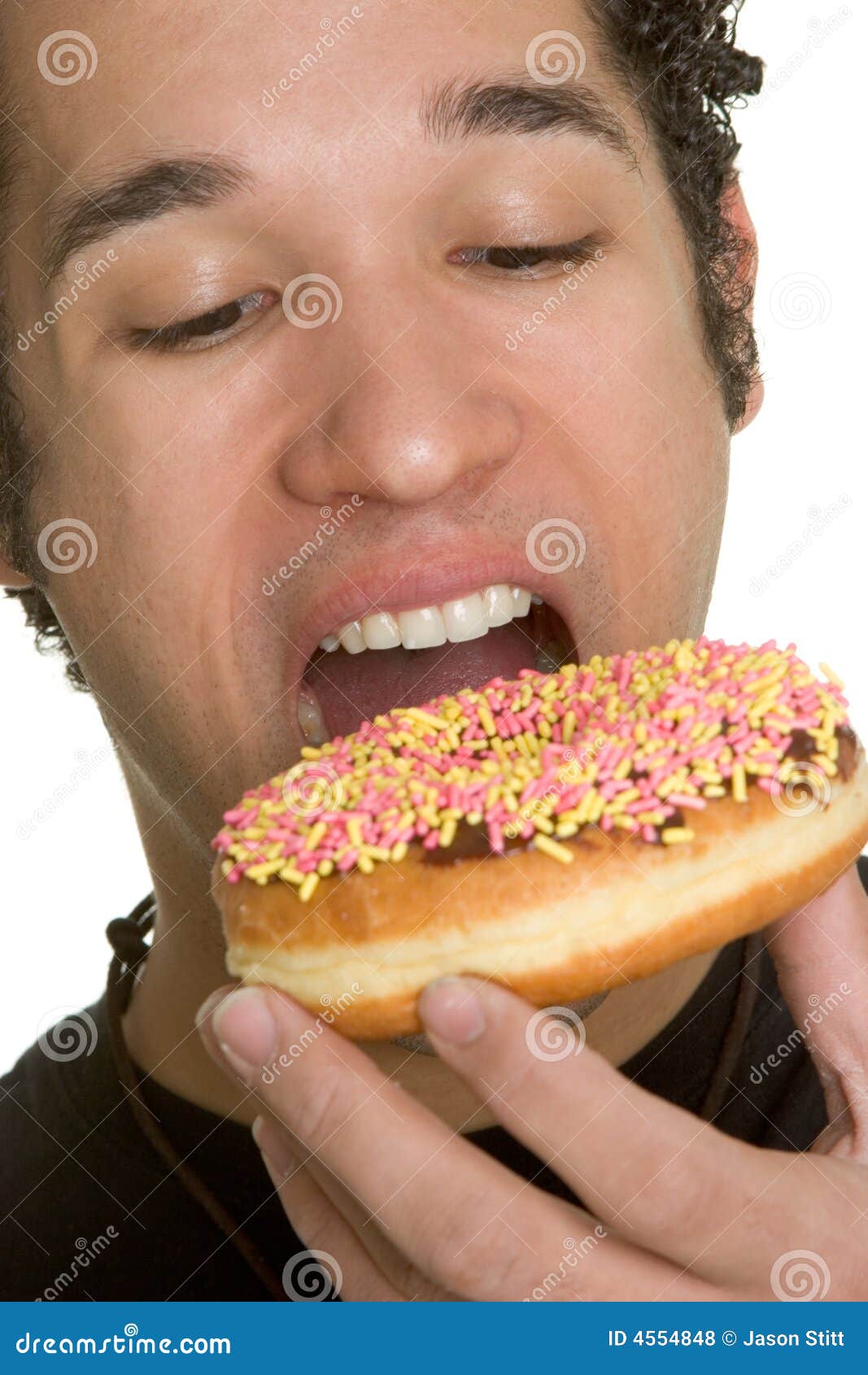 Man Eating Food stock photo. Image of donut, biting, hands - 4554848