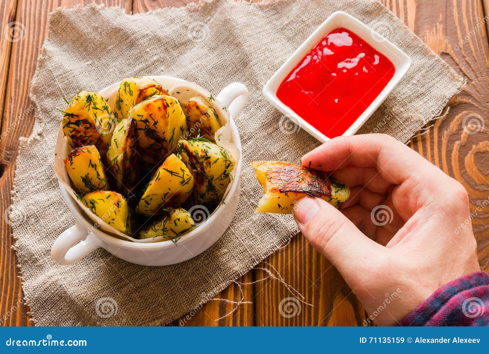 Man eating fried potatoes stock image. Image of potato - 71135159