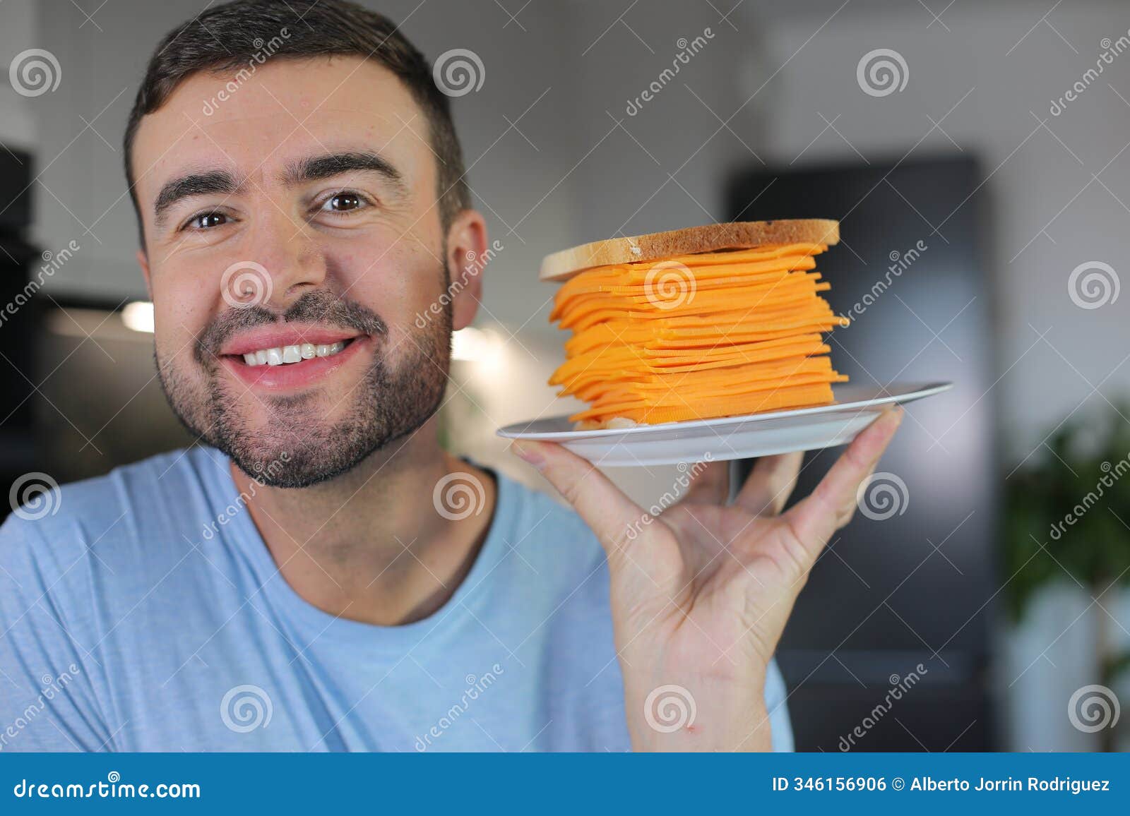 Man Eating a Gigantic Cheese Sandwich Stock Photo - Image of obsession ...