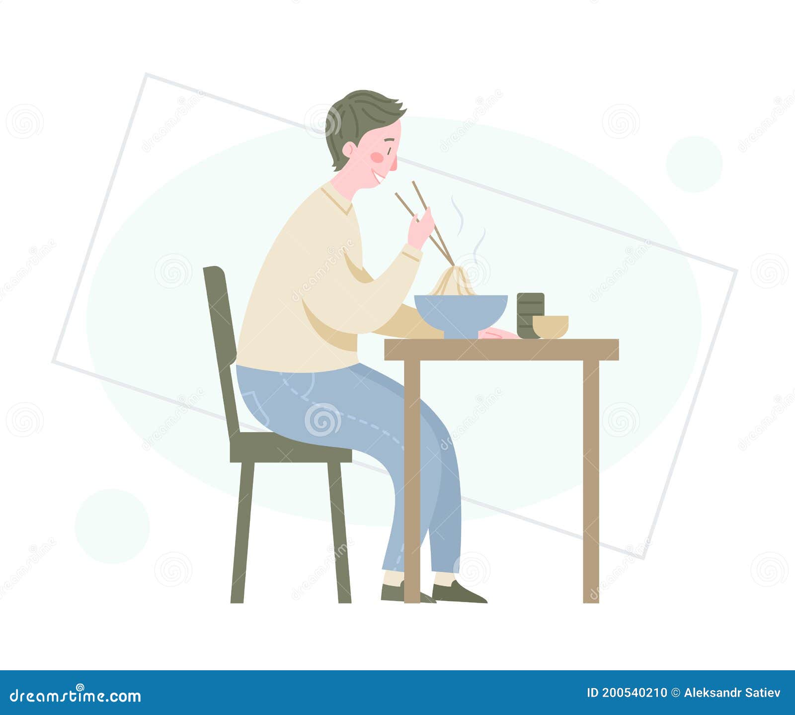 Man eating stock vector. Illustration of drawing, cuisine - 200540210