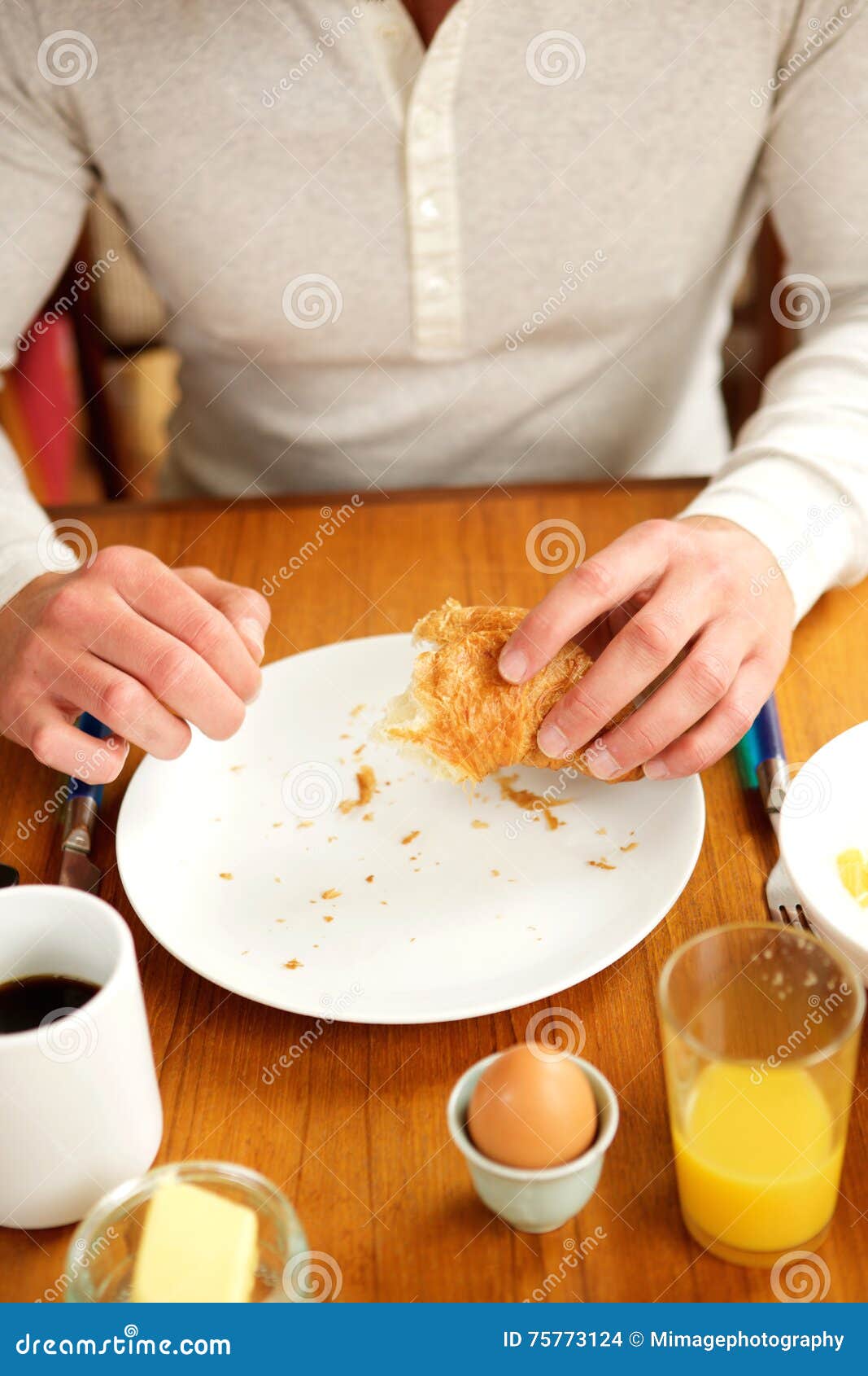 Man Eating Healthy Breakfast at Table Stock Photo - Image of health ...