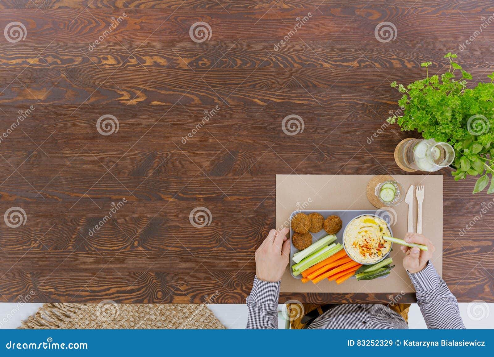 Man Eating Hummus with Falafel Stock Image - Image of blogger, pore ...