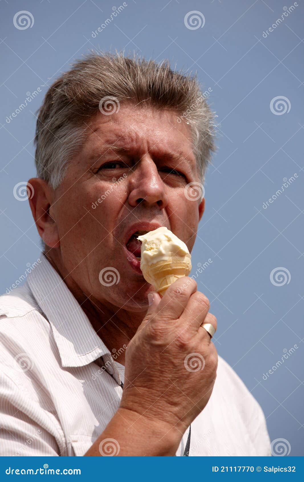 Man eating ice cream stock photo. Image of daytime, blue - 21117770