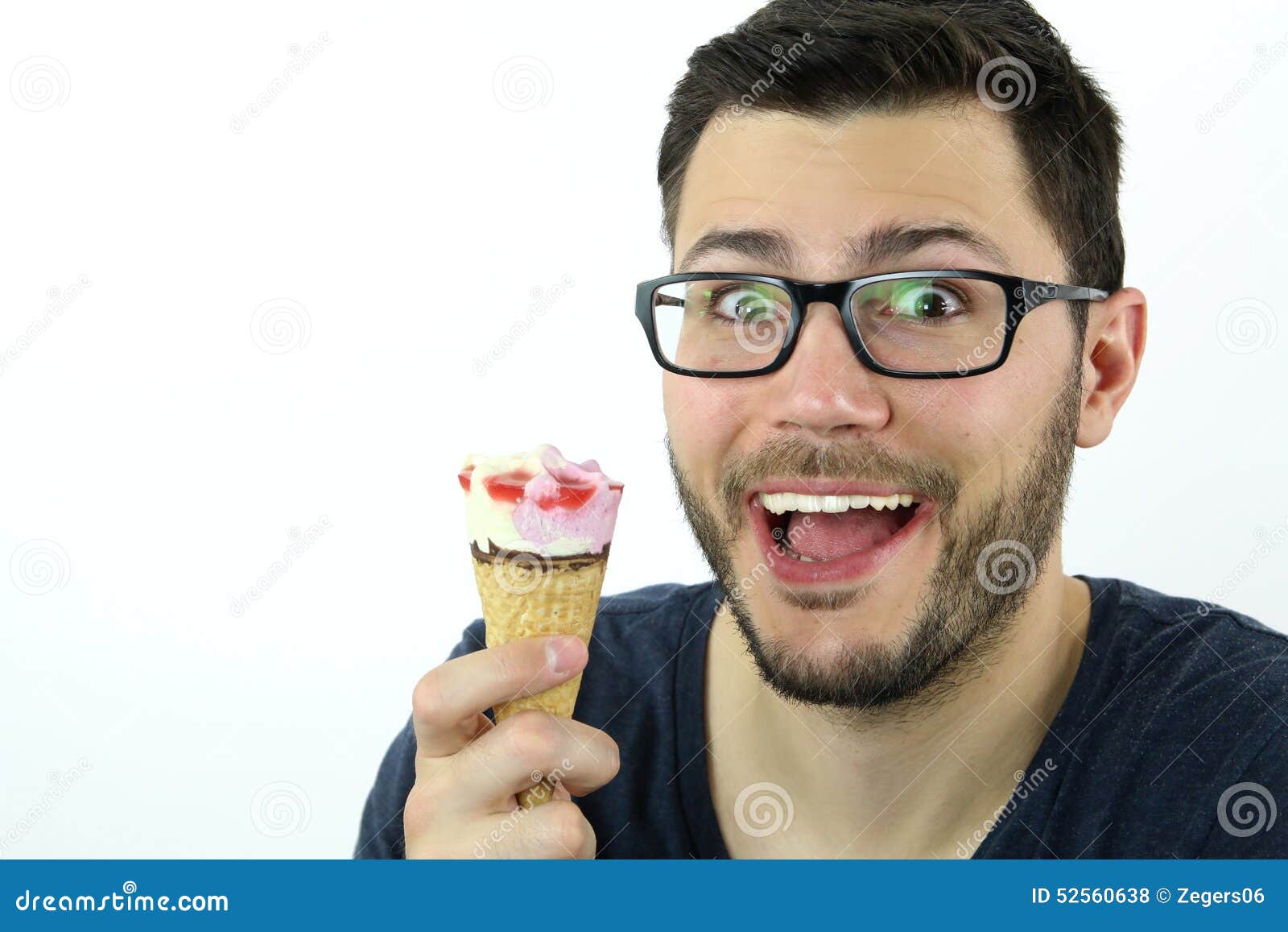 Man eating an ice cream stock photo. Image of summer - 52560638