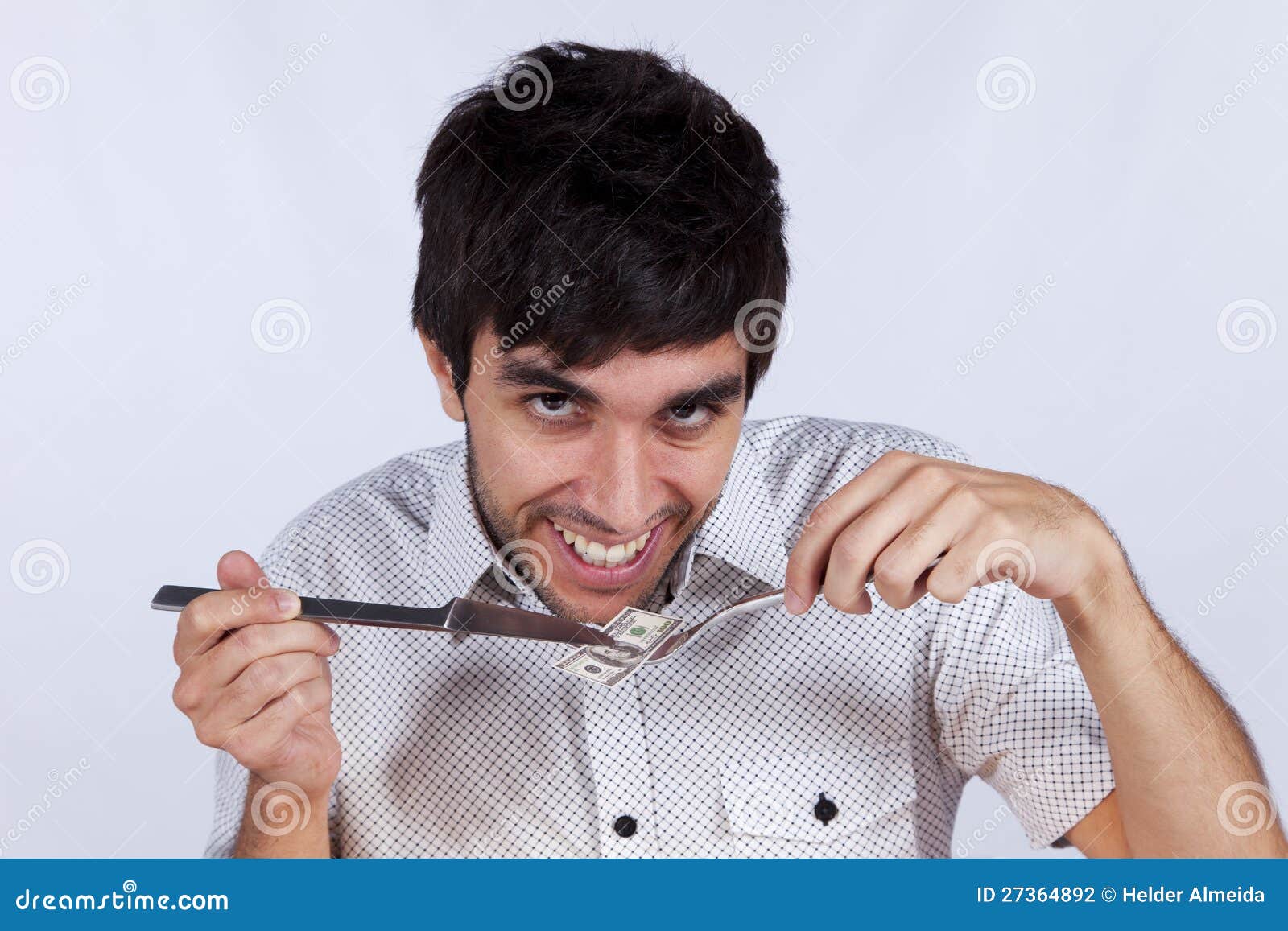 Man Eating Little Dollar Banknote Stock Photo - Image of beauty, dinner ...