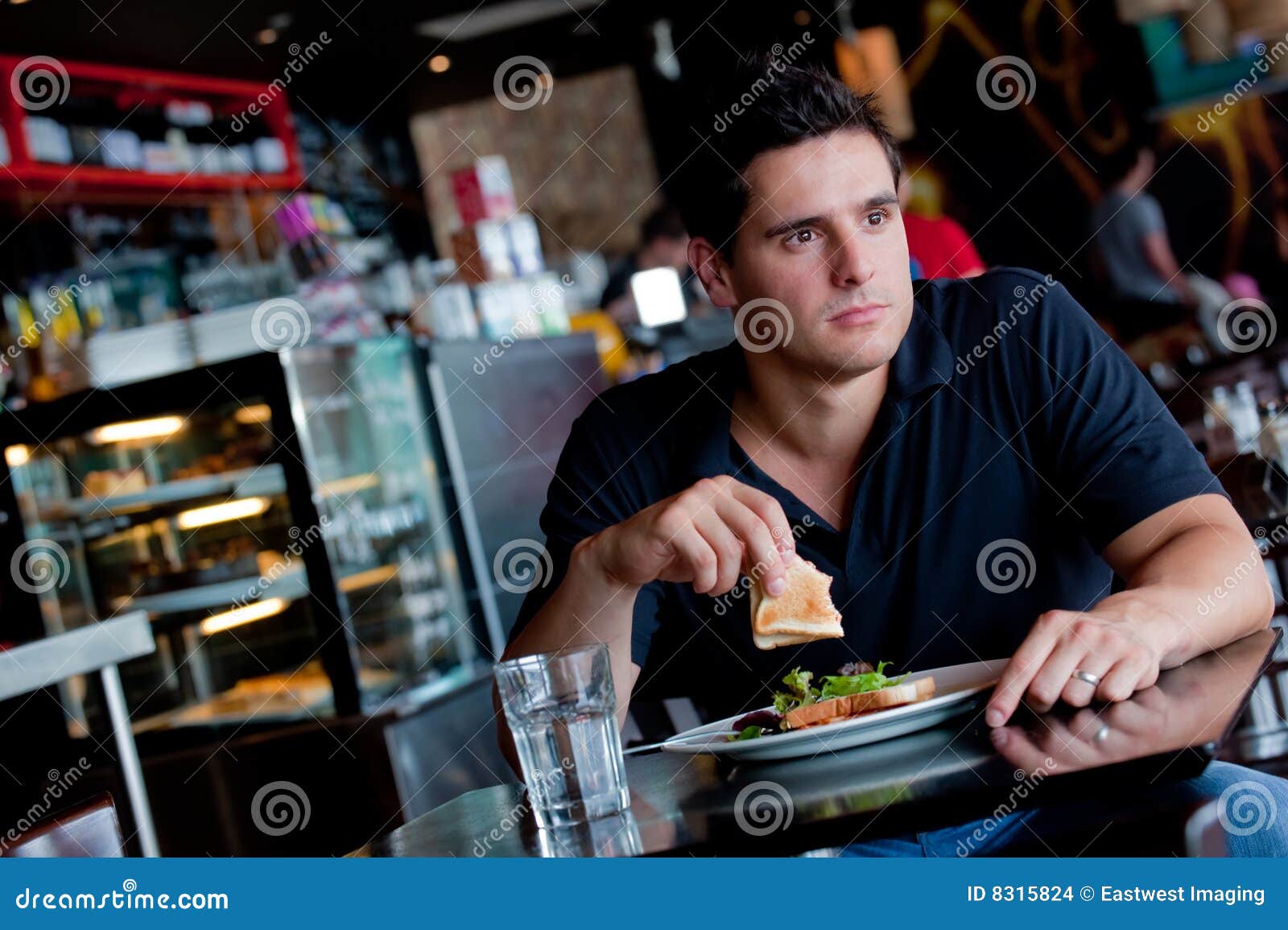 Man Eating Lunch stock photo. Image of cafe, handsome - 8315824