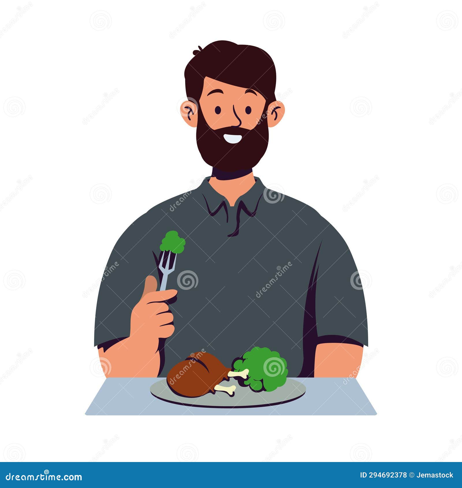 Man eating lunch stock vector. Illustration of young - 294692378