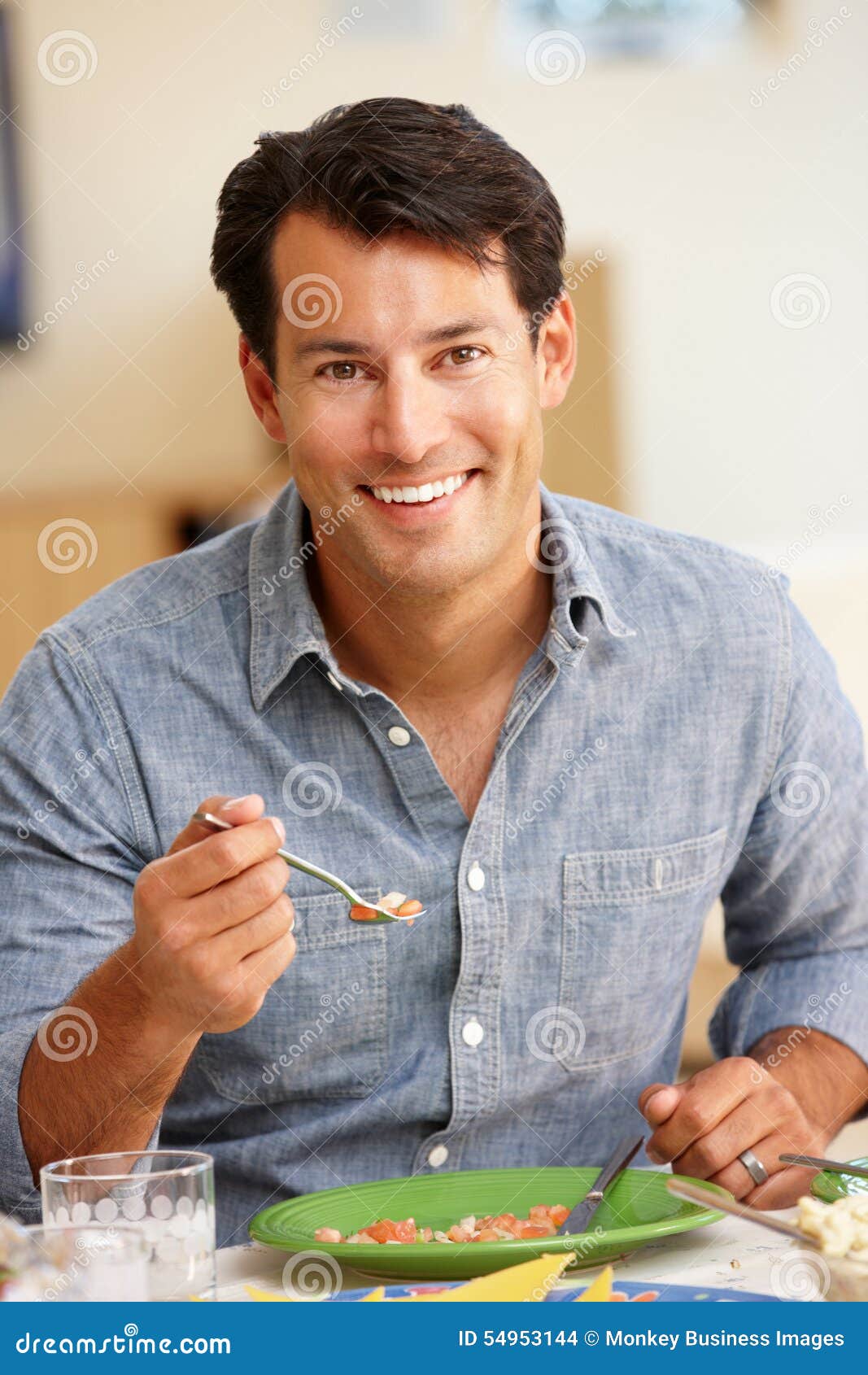 Man eating meal stock photo. Image of handsome, happy - 54953144