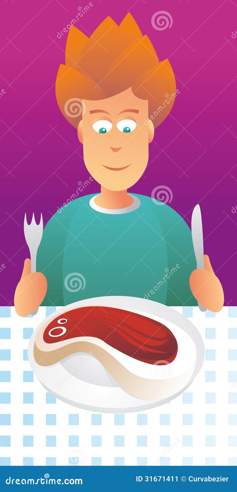 Man eating meat stock illustration. Illustration of strip - 31671411