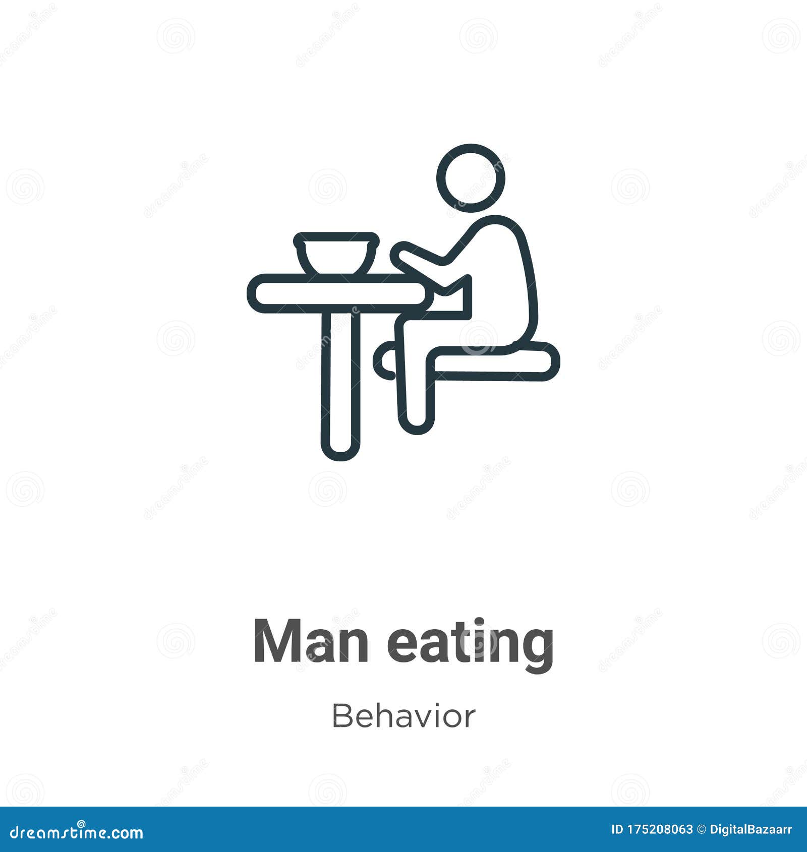 Man Eating Outline Vector Icon. Thin Line Black Man Eating Icon, Flat ...