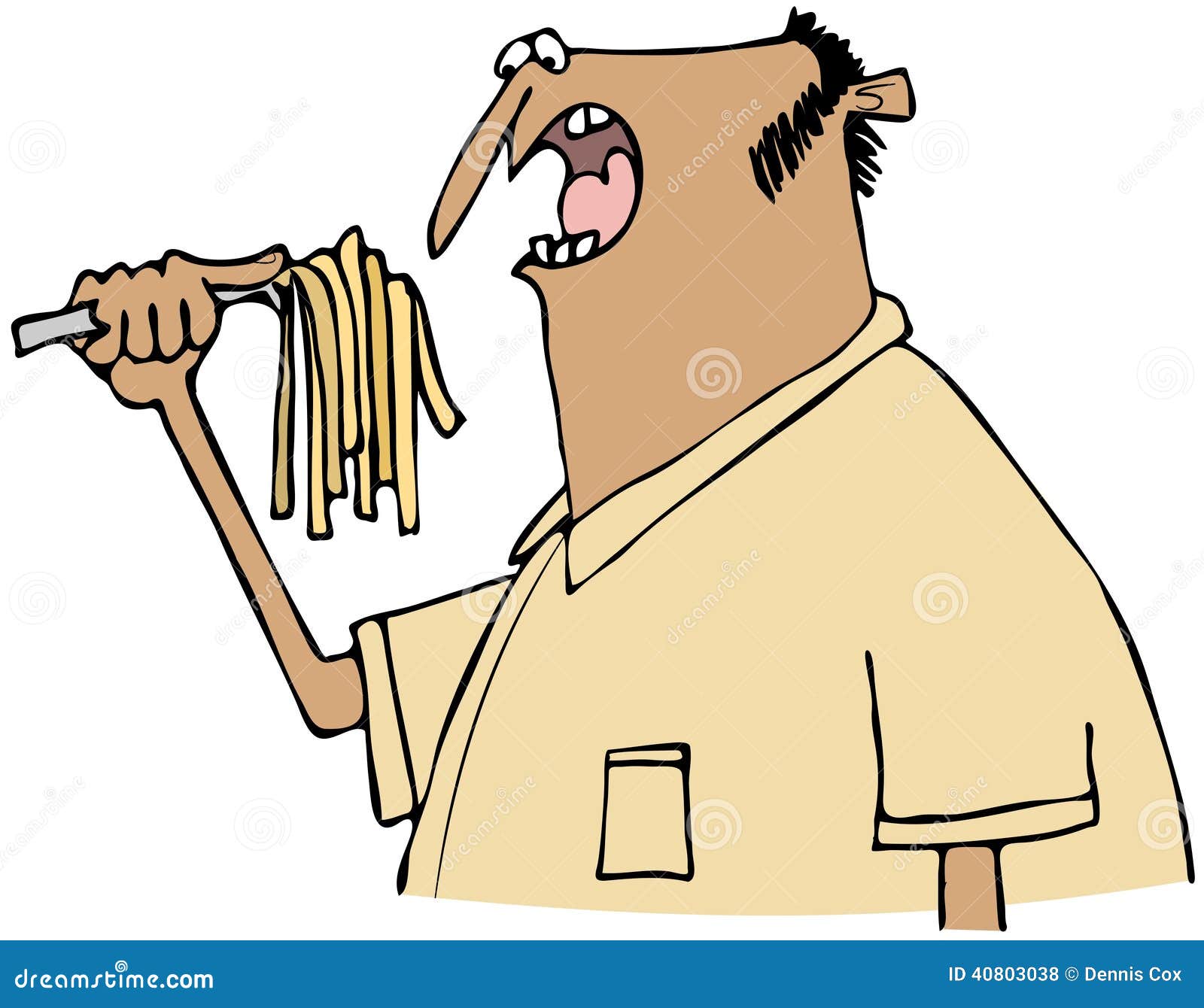 Man eating pasta stock illustration. Illustration of male - 40803038