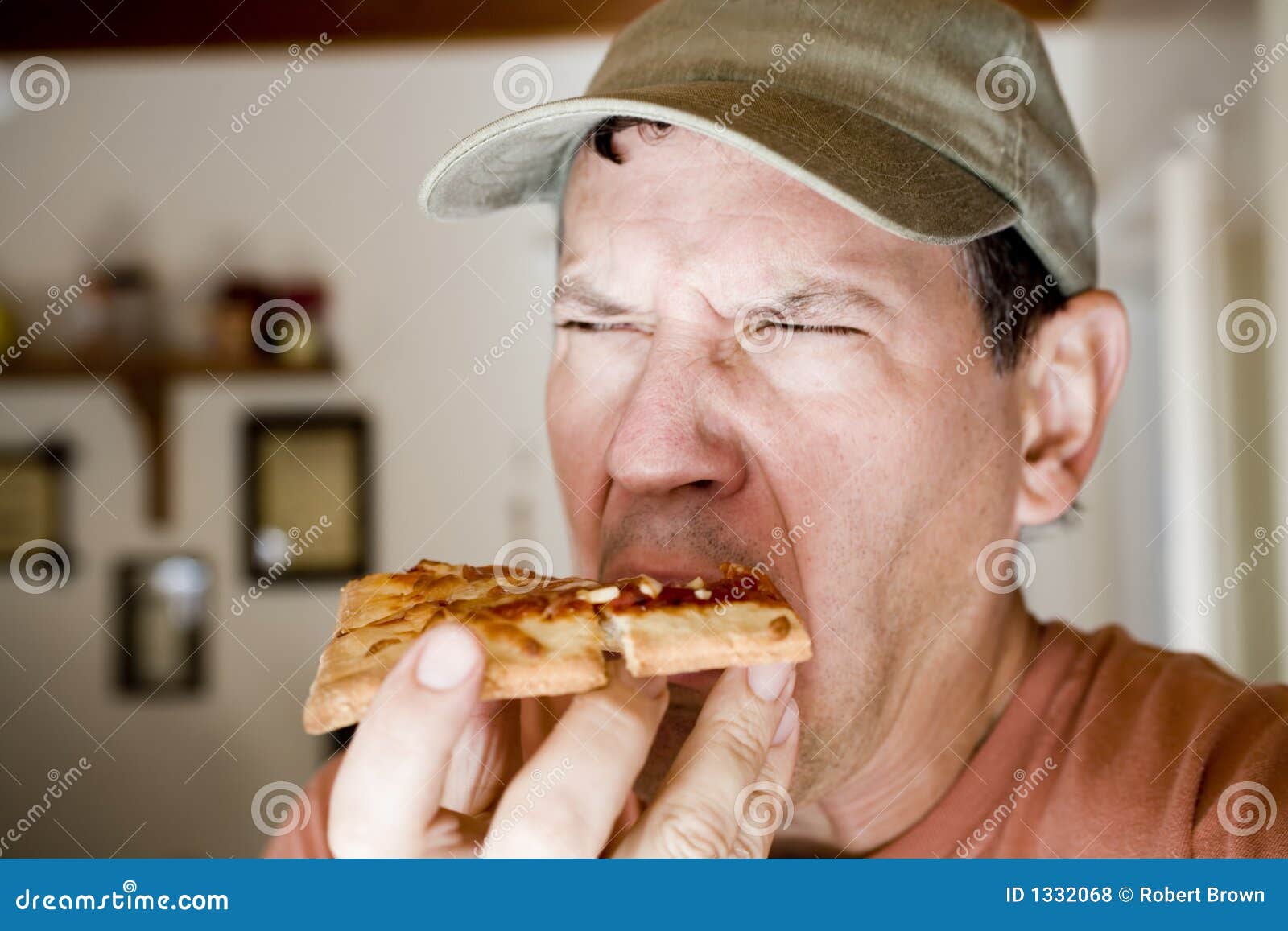 Man Eating Pepperoni Pizza Stock Photography | CartoonDealer.com #1323710