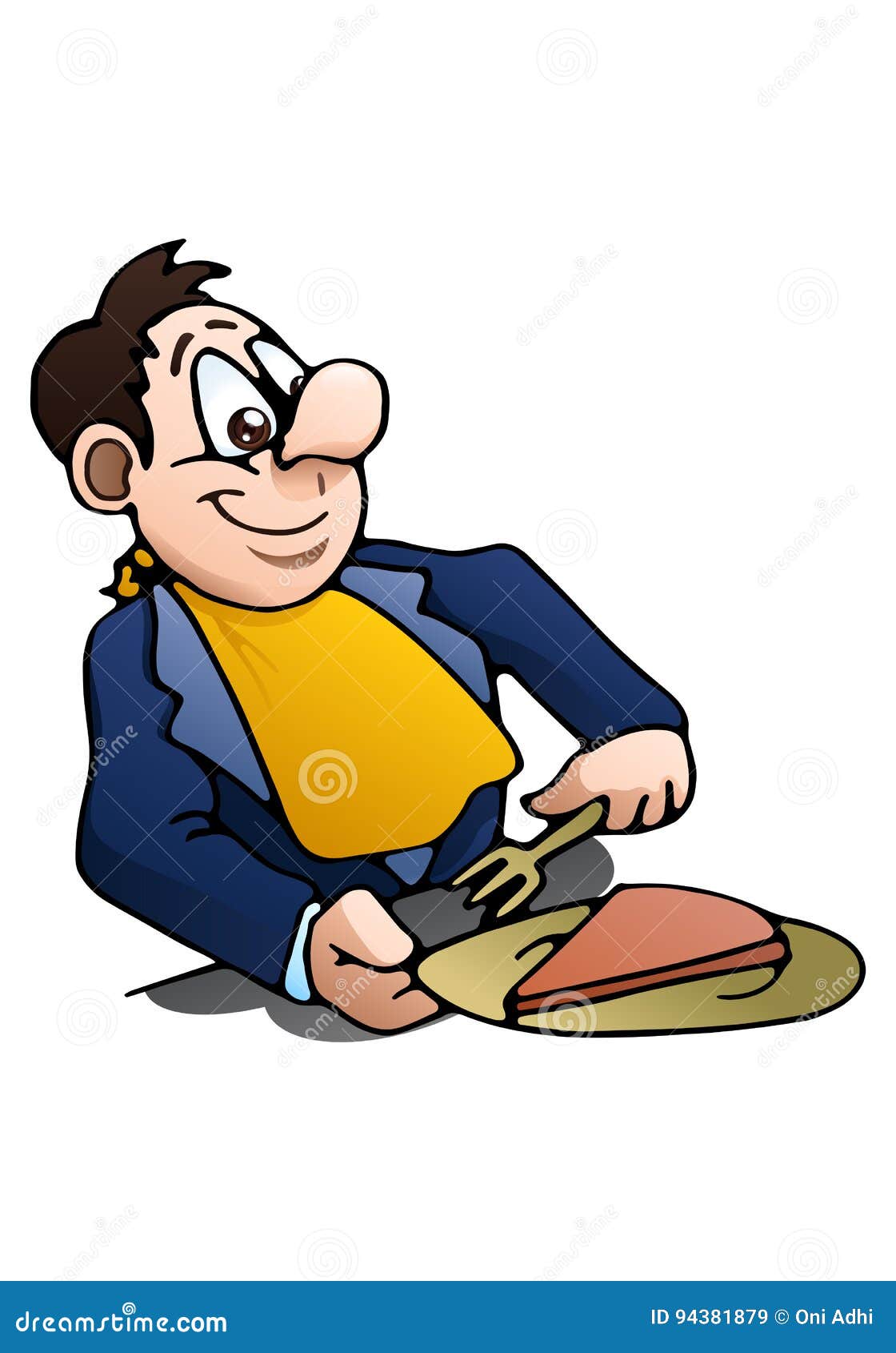 Man Eating Pie on Isolated White Stock Illustration - Illustration of ...